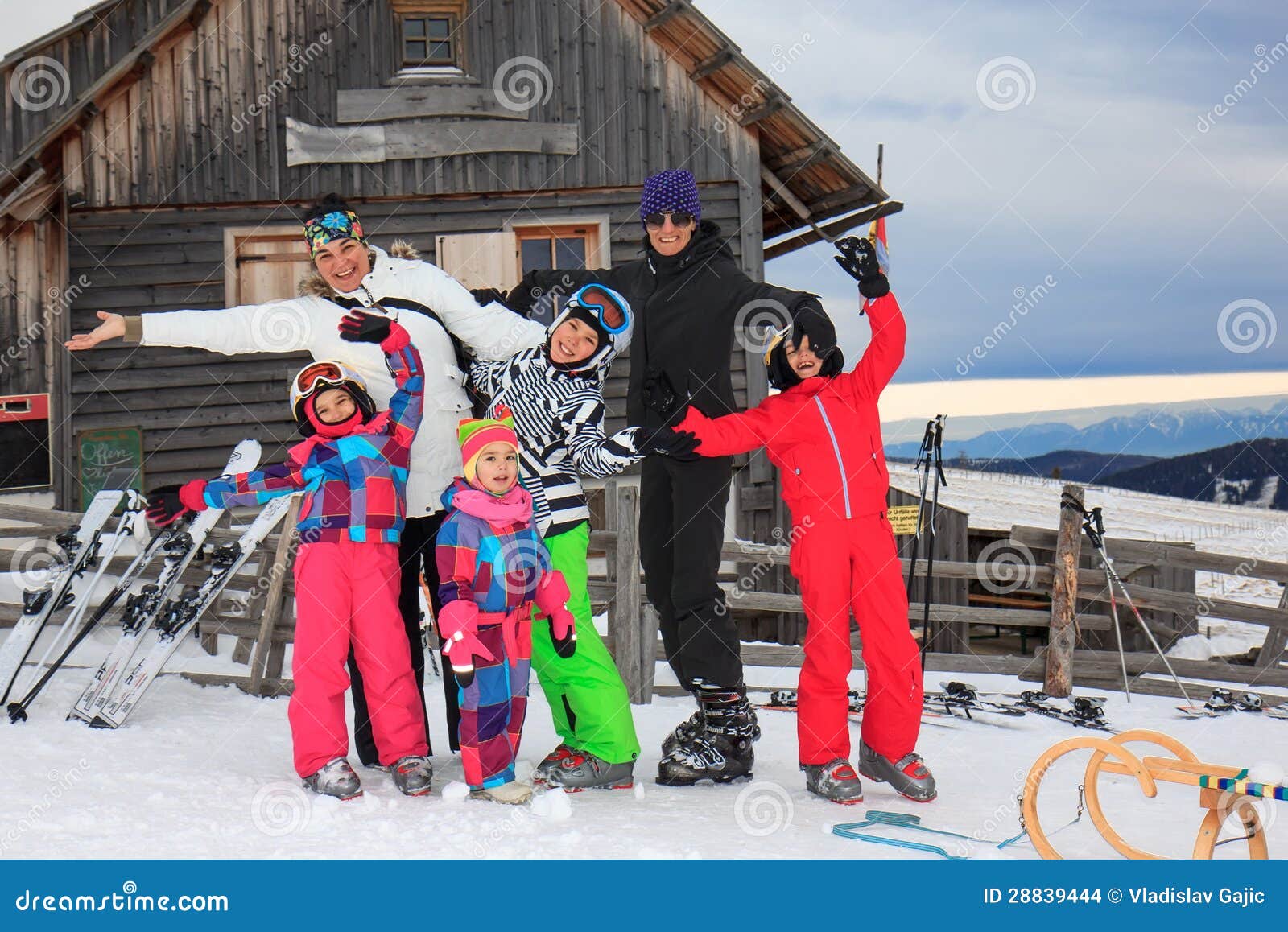 Family on the snow stock photo. Image of child, snow - 28839444