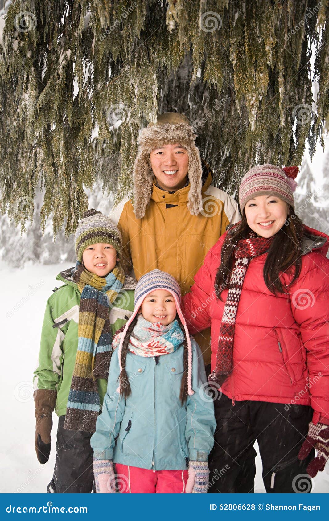 Family in the snow stock photo. Image of girl, ethnicity - 62806628