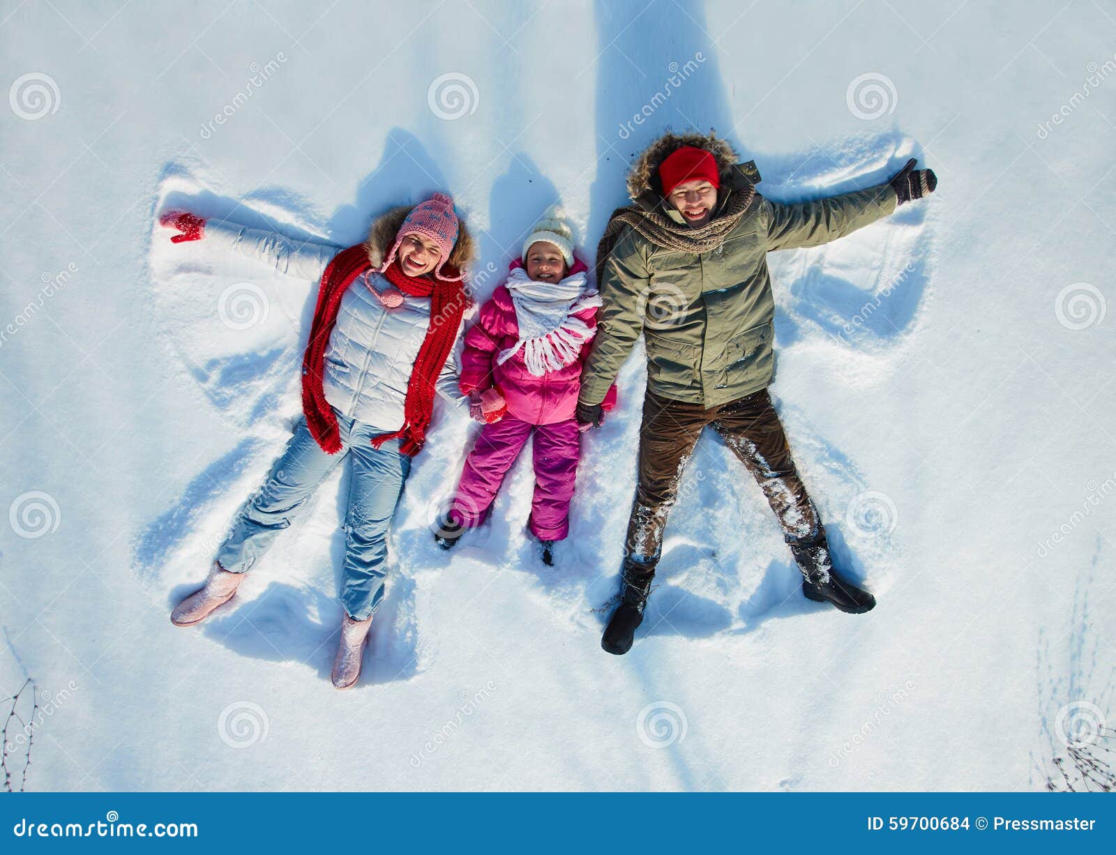 Family in snow stock photo. Image of girl, women, daughter - 59700684