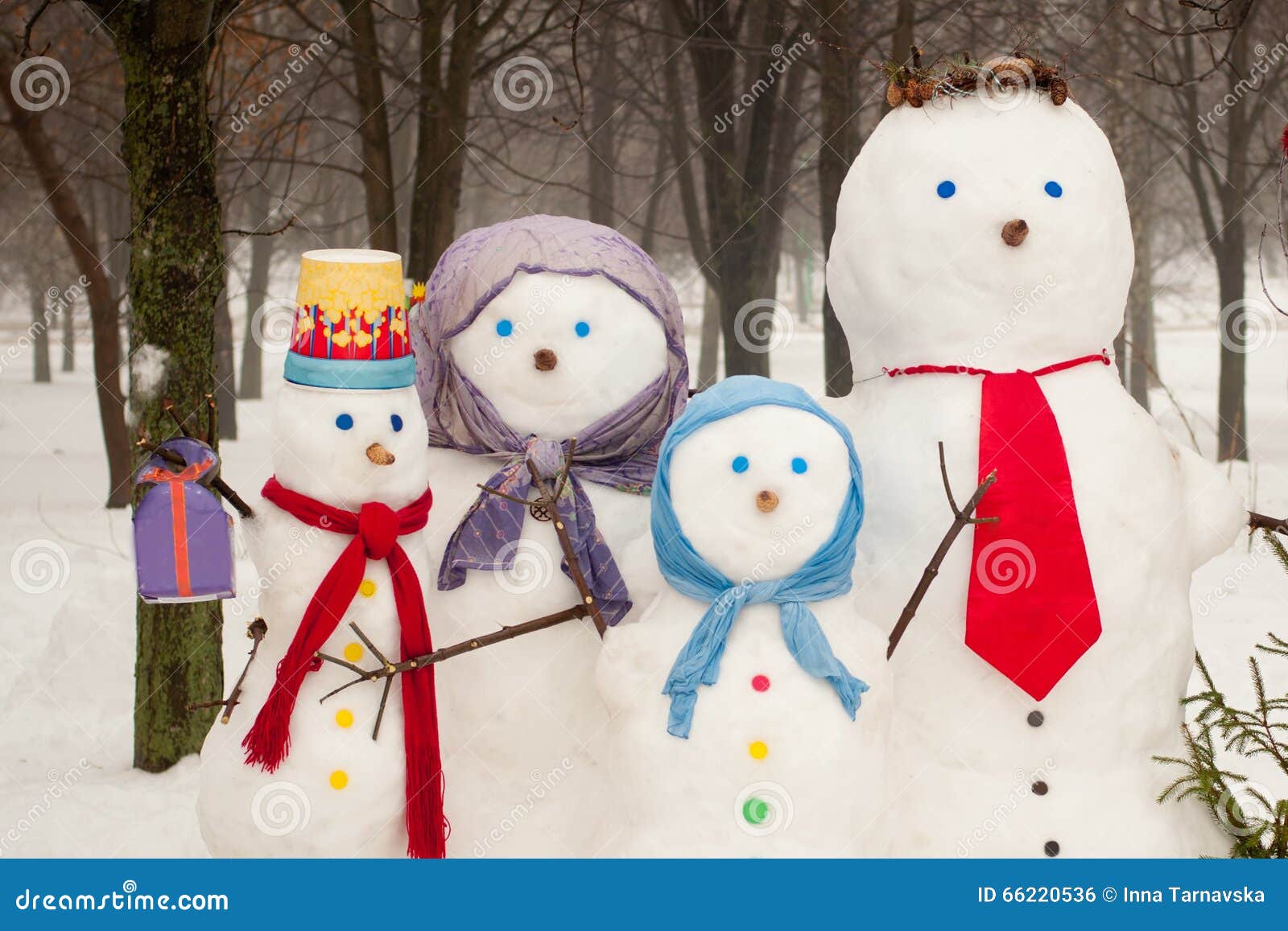 Family of snowmen outdoors stock photo. Image of snow - 66220536