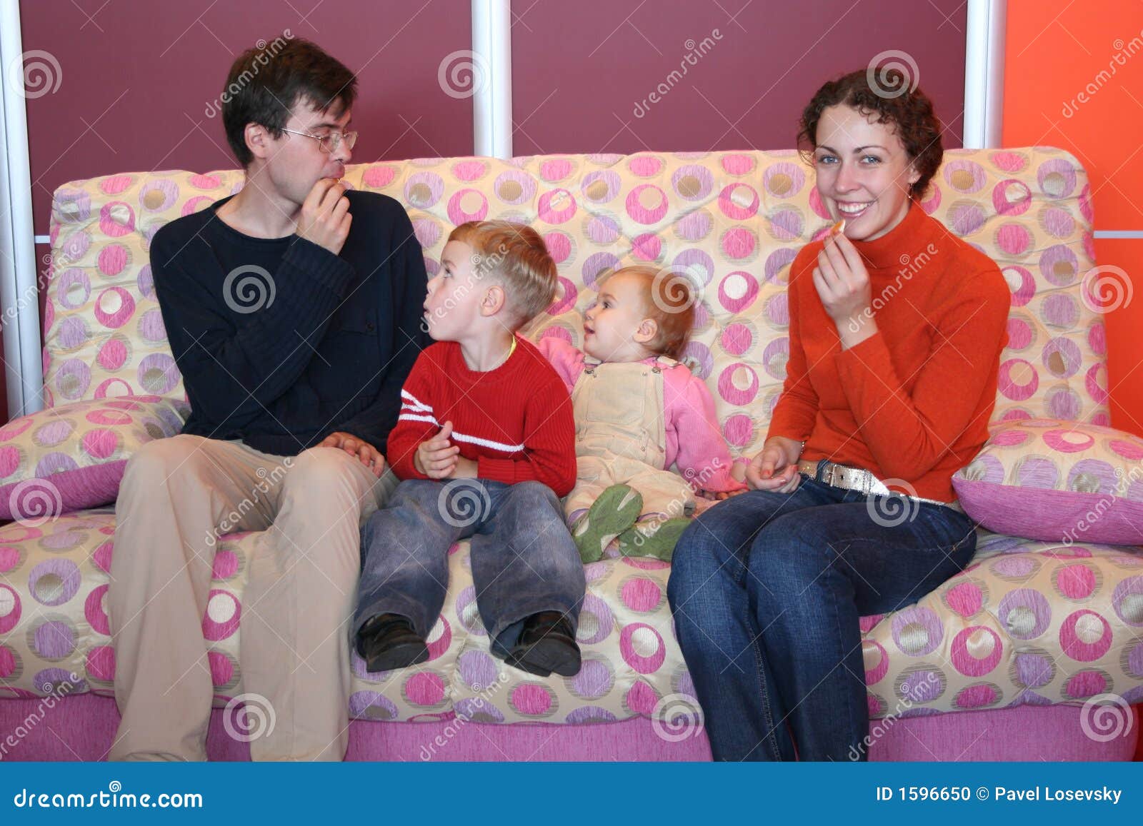 Family on sofa stock photo. Image of couch, people, father - 1596650