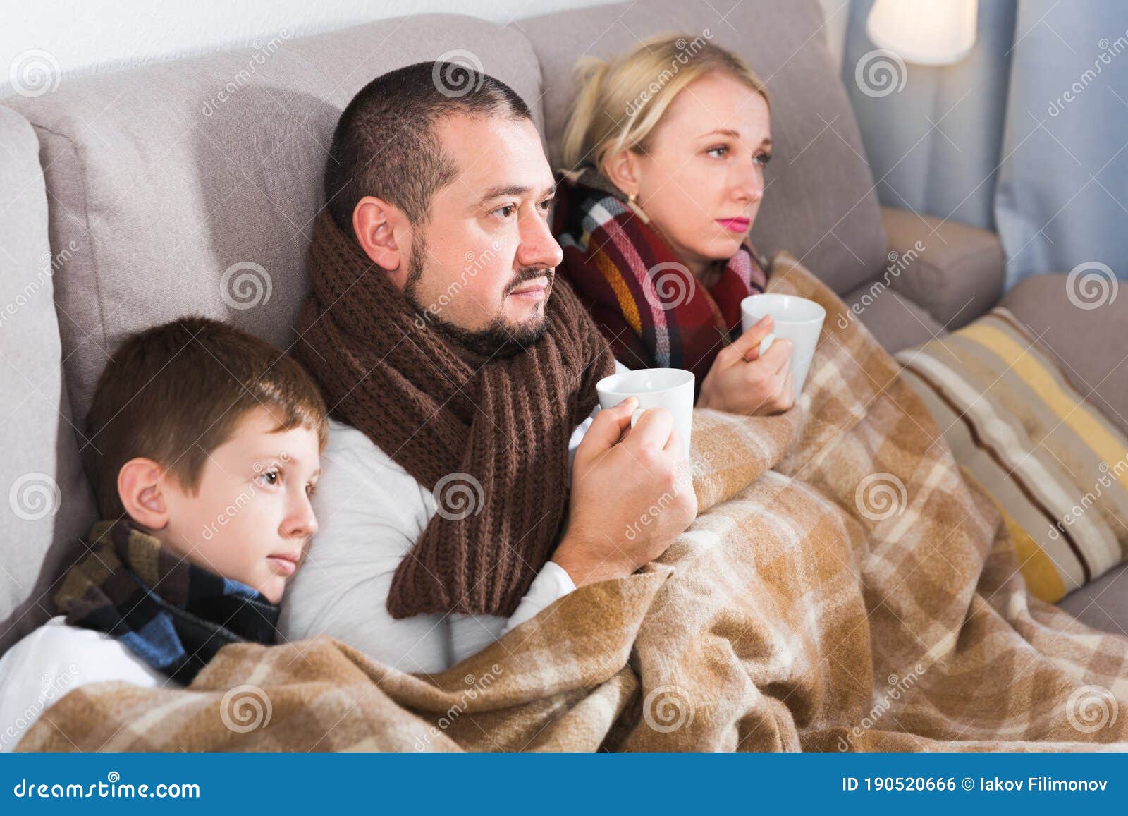Family with Son Catching Cold Stock Photo - Image of family ...