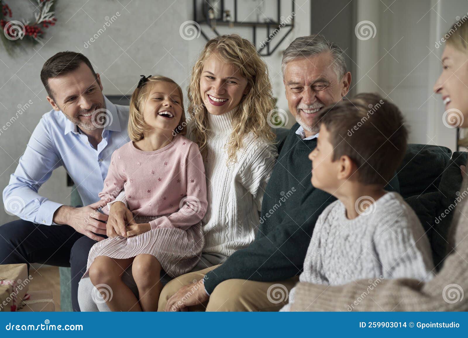 Family Spending Christmas Together at Home Stock Photo - Image of ...