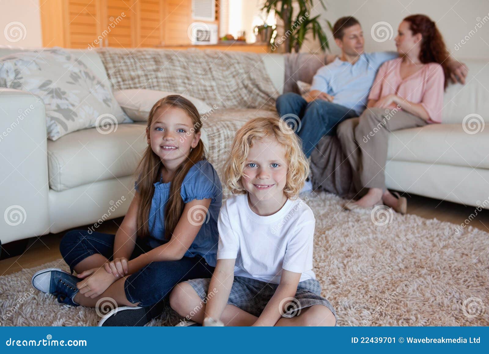 Family Spending Time in the Living Room Stock Image - Image of interior ...