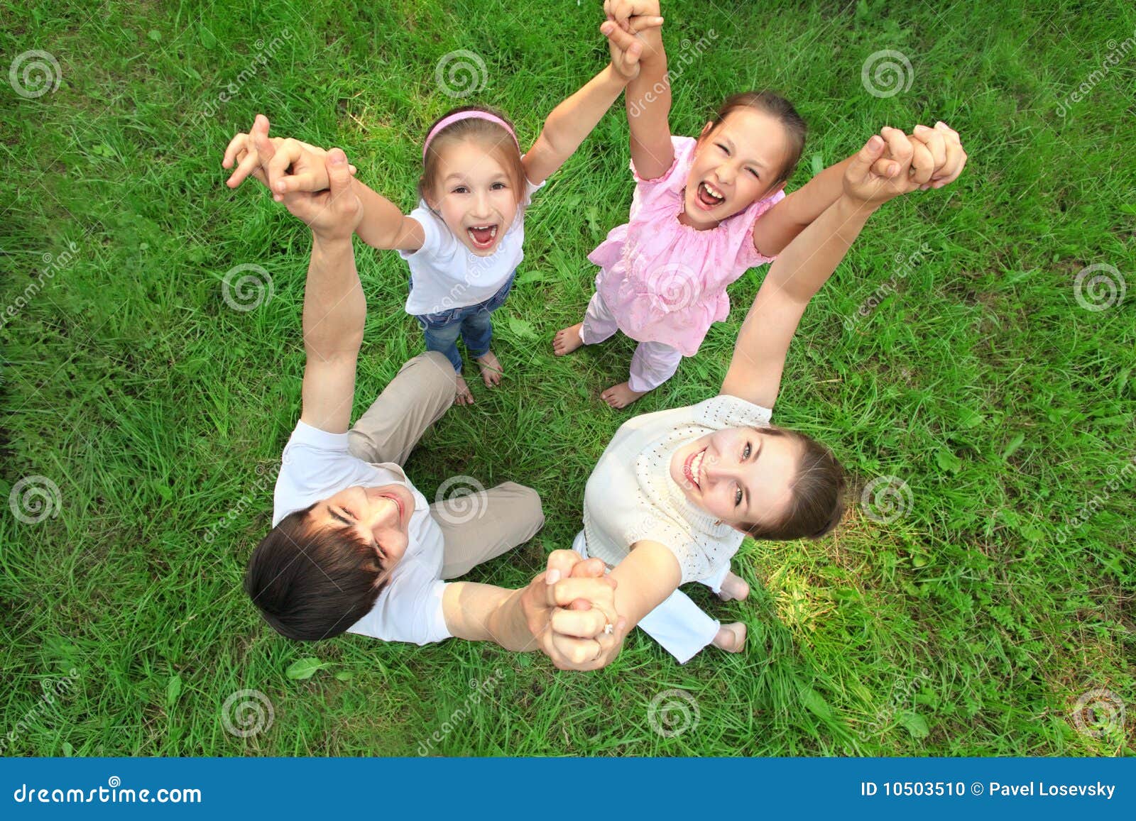 Family Stand Having Joined Hands Stock Photo - Image of female, happy ...