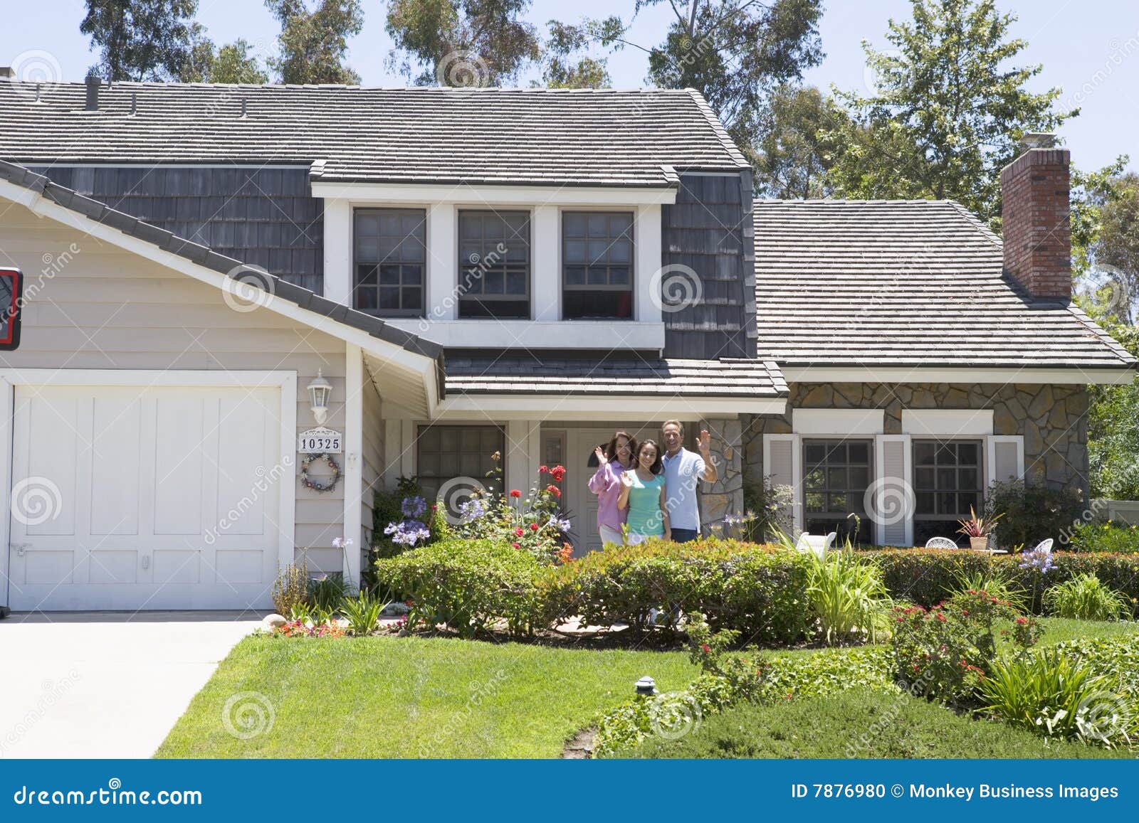 Family Standing Outside Their House Stock Photo - Image of garden ...