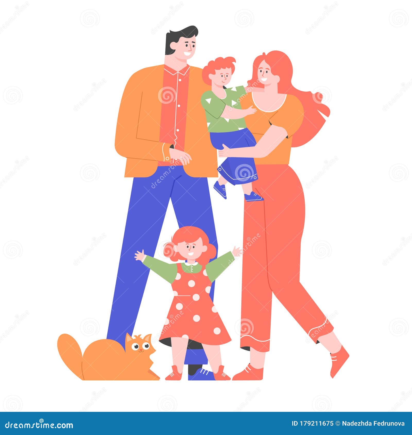 Family stands together. stock vector. Illustration of cheerful - 179211675