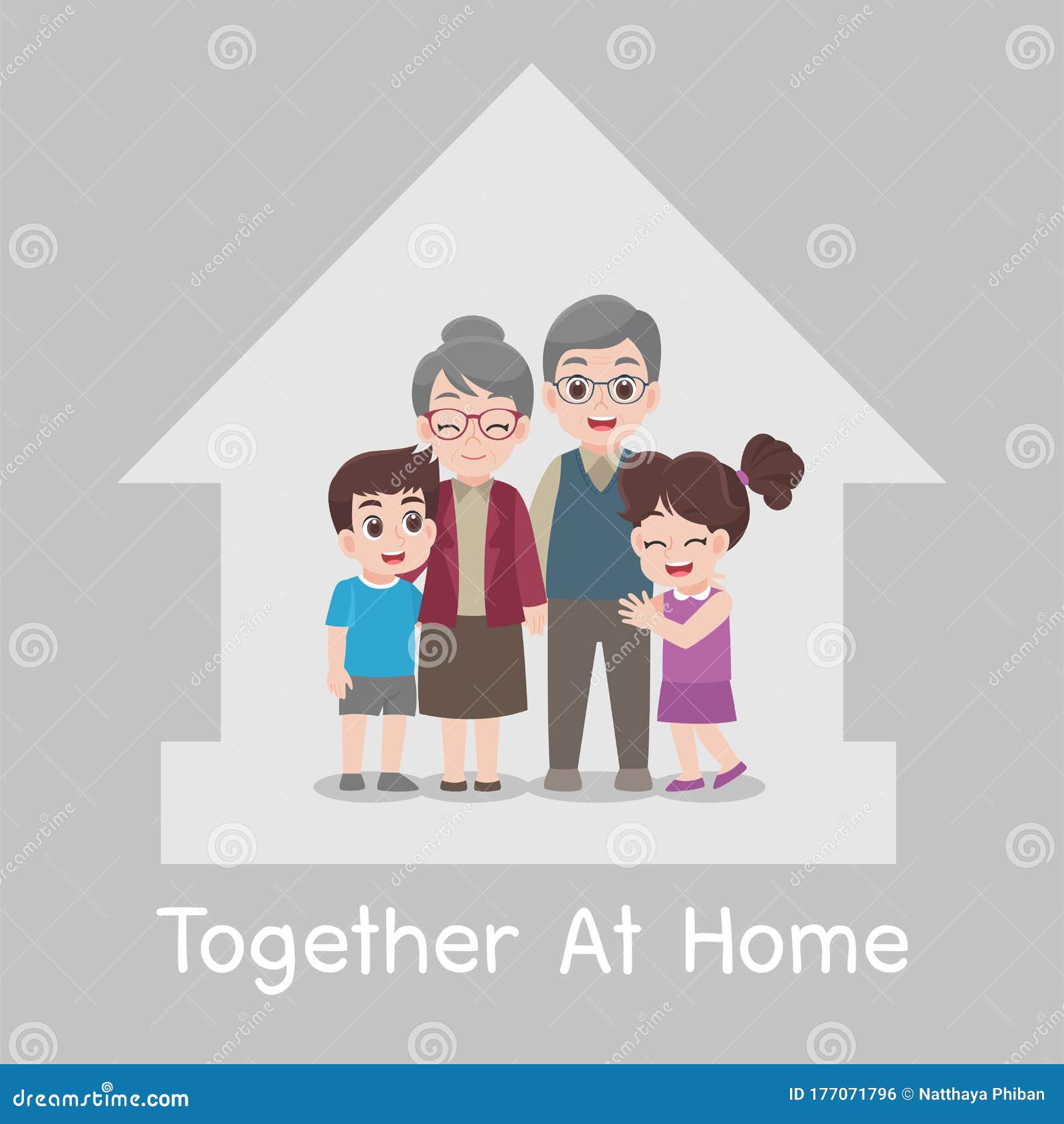 Family Stay Home Stay Safe Together at Home Stock Vector - Illustration ...