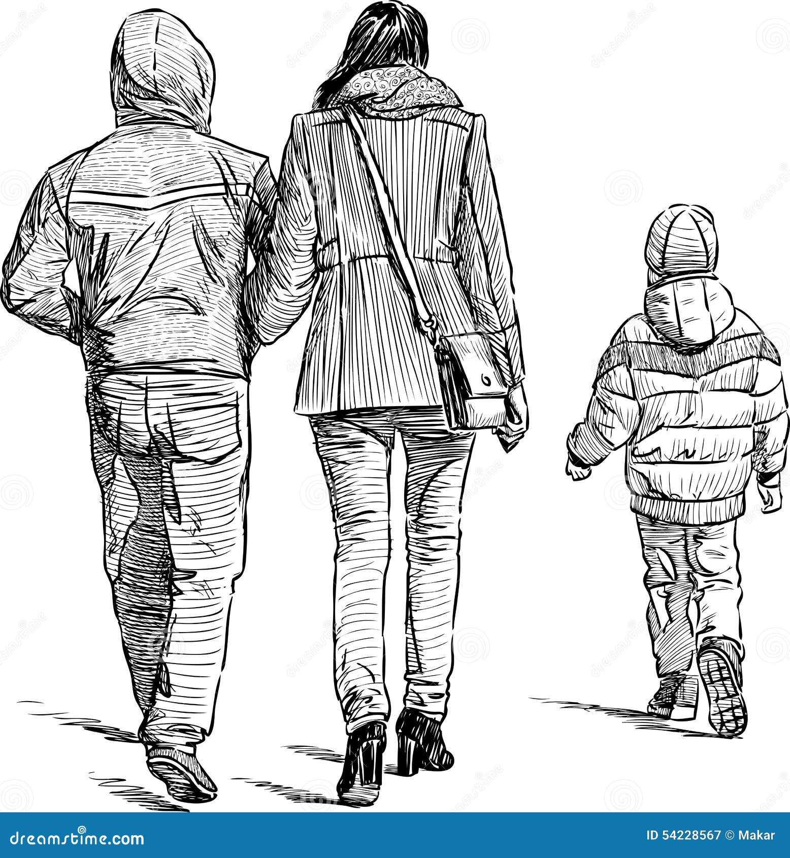 Family at a stroll stock vector. Illustration of view - 54228567