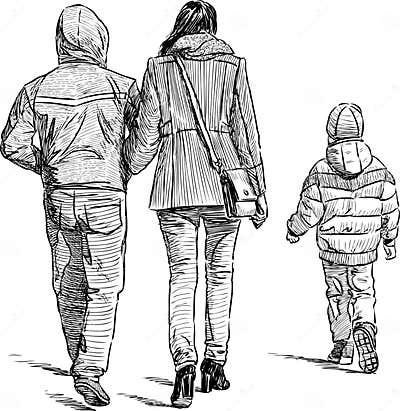 Family at a stroll stock vector. Illustration of view - 54228567
