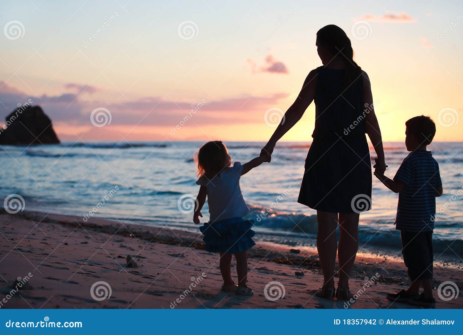 Family at sunset stock photo. Image of female, child - 18357942