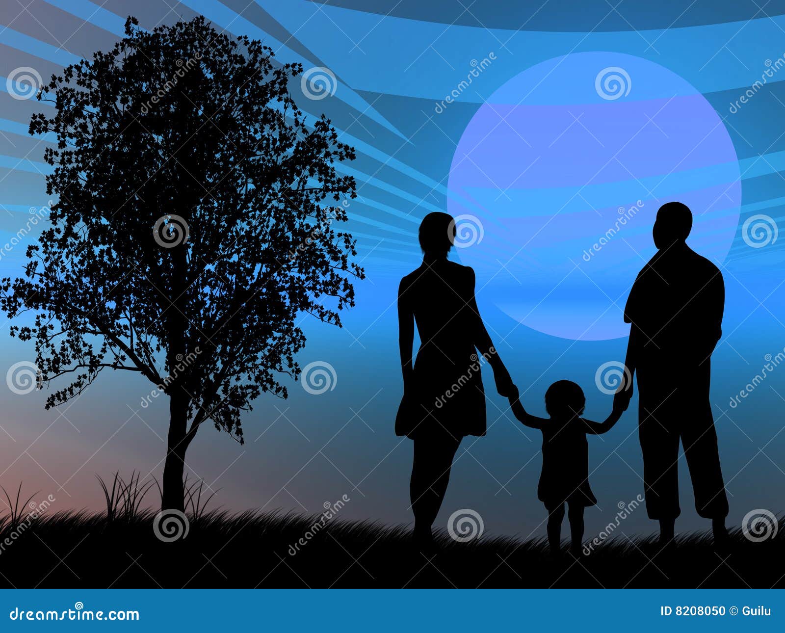 Family at sunset stock illustration. Illustration of education - 8208050