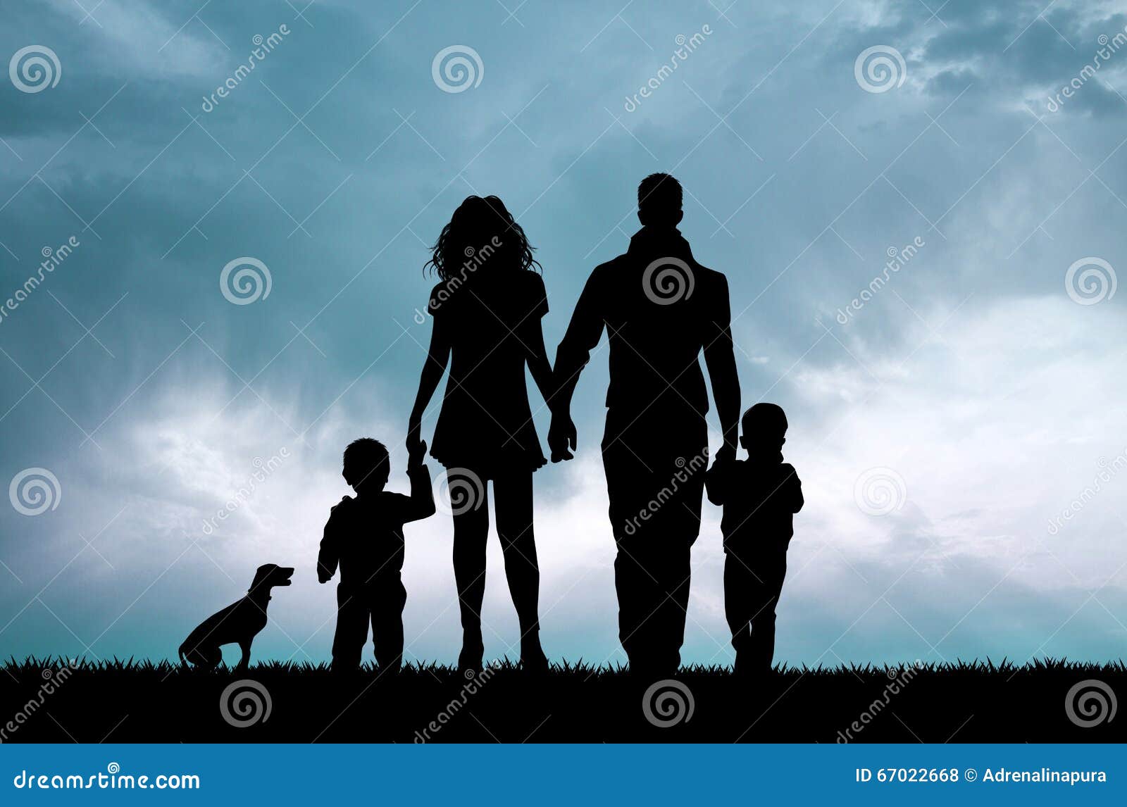Family at sunset stock illustration. Illustration of family - 67022668