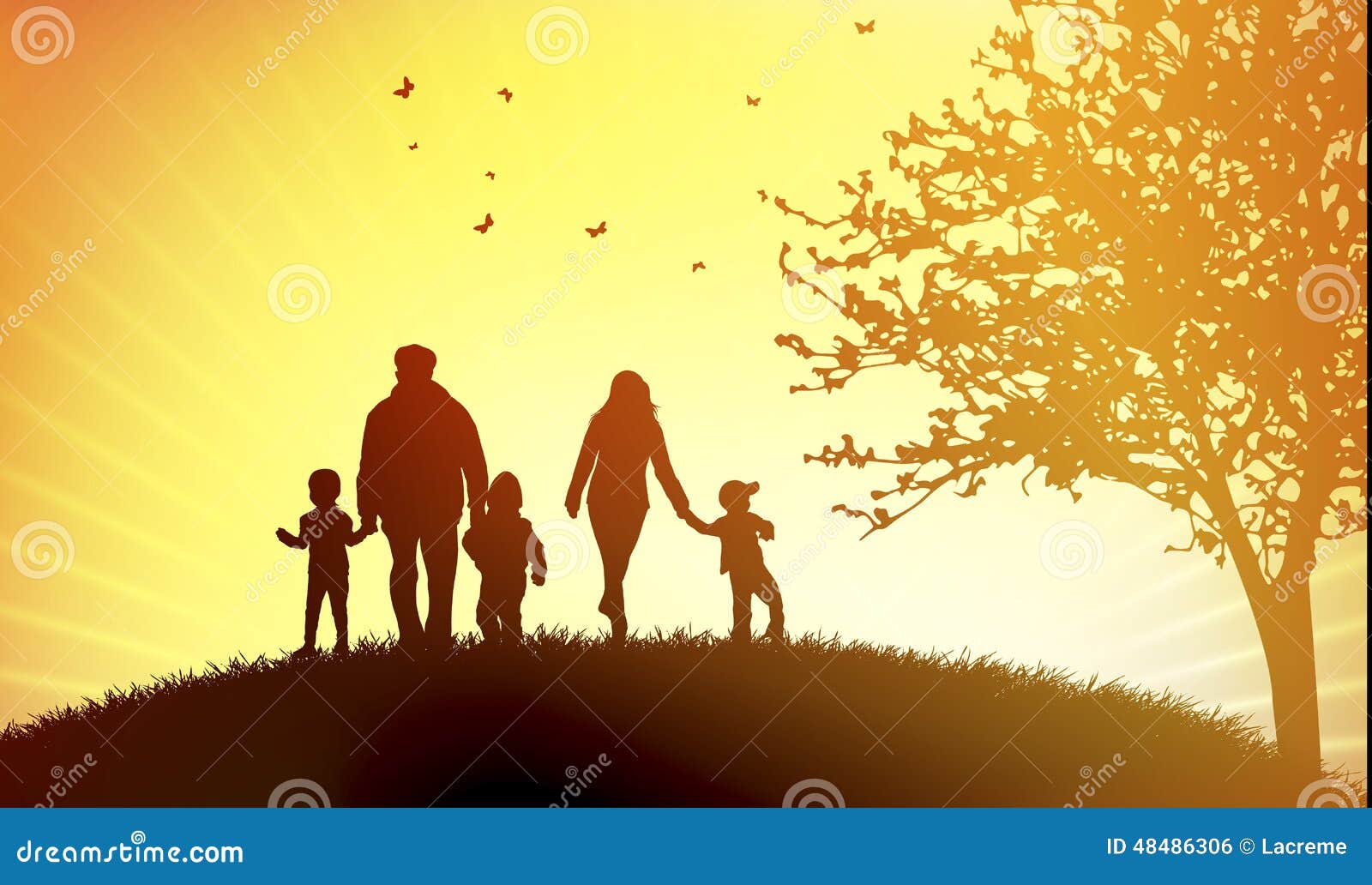 Family at sunset stock vector. Illustration of parents - 48486306