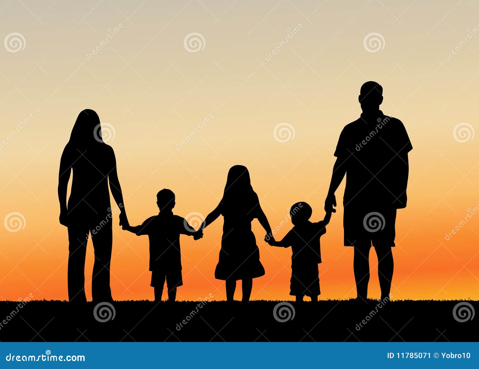 Family At Sunset Vector Illustration Stock Image - Image: 11785071