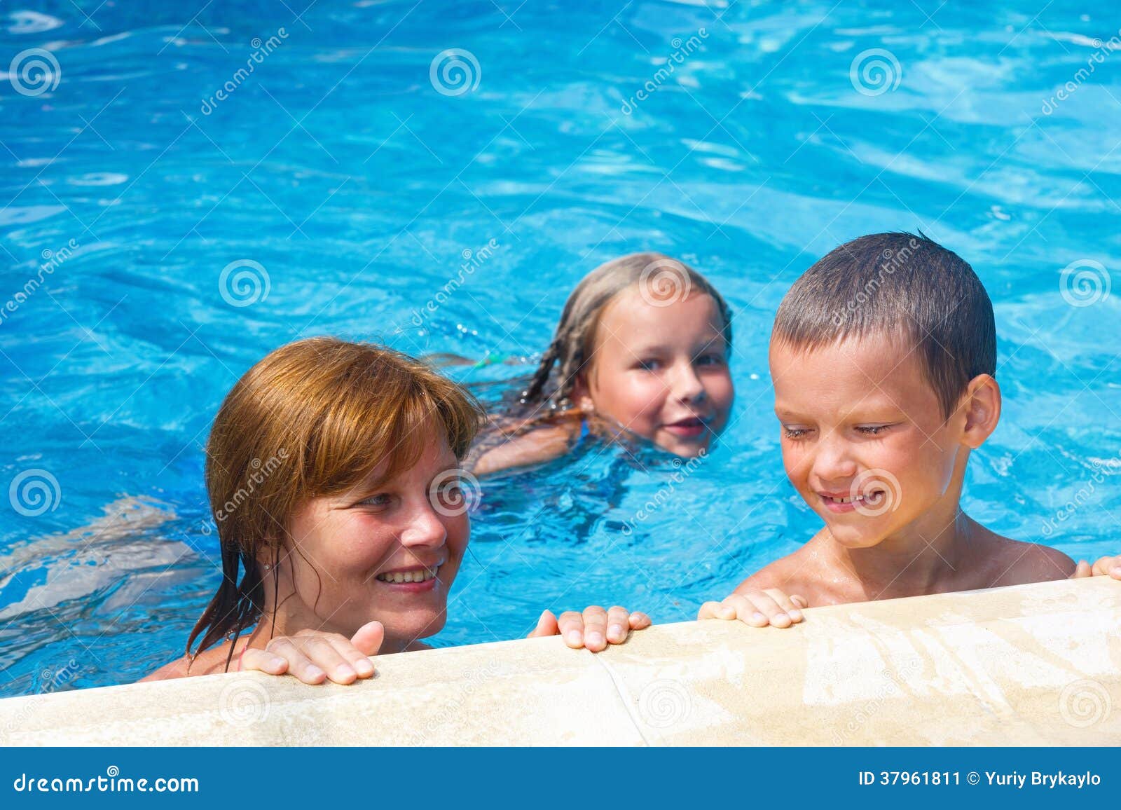 Family in the Swimming Pool. Stock Image - Image of girl, caucasian ...