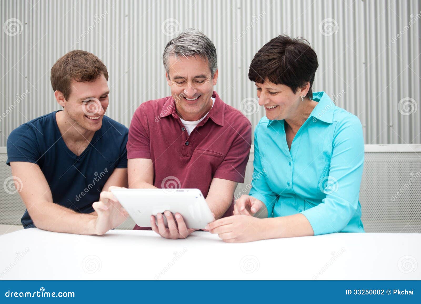 Family on tablet stock photo. Image of happiness, email - 33250002
