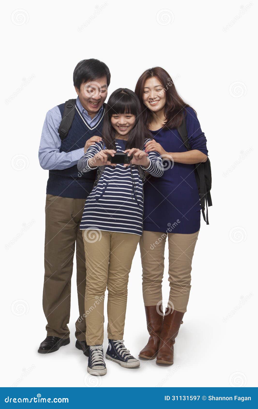 Family Taking Picture with Digital Camera, Studio Shot Stock Image ...