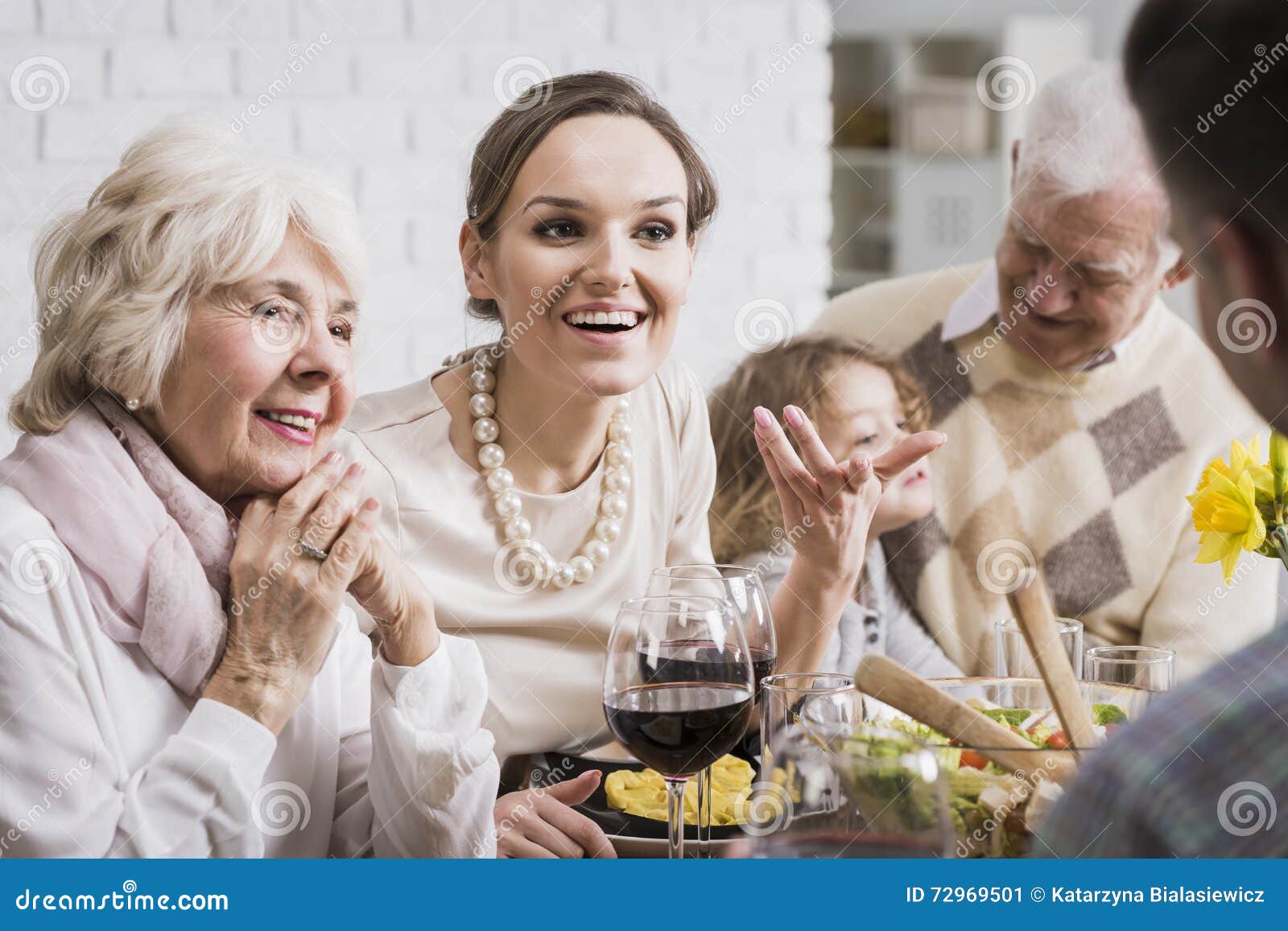 Family Talking and Enjoying Dinner Stock Image - Image of celebration ...