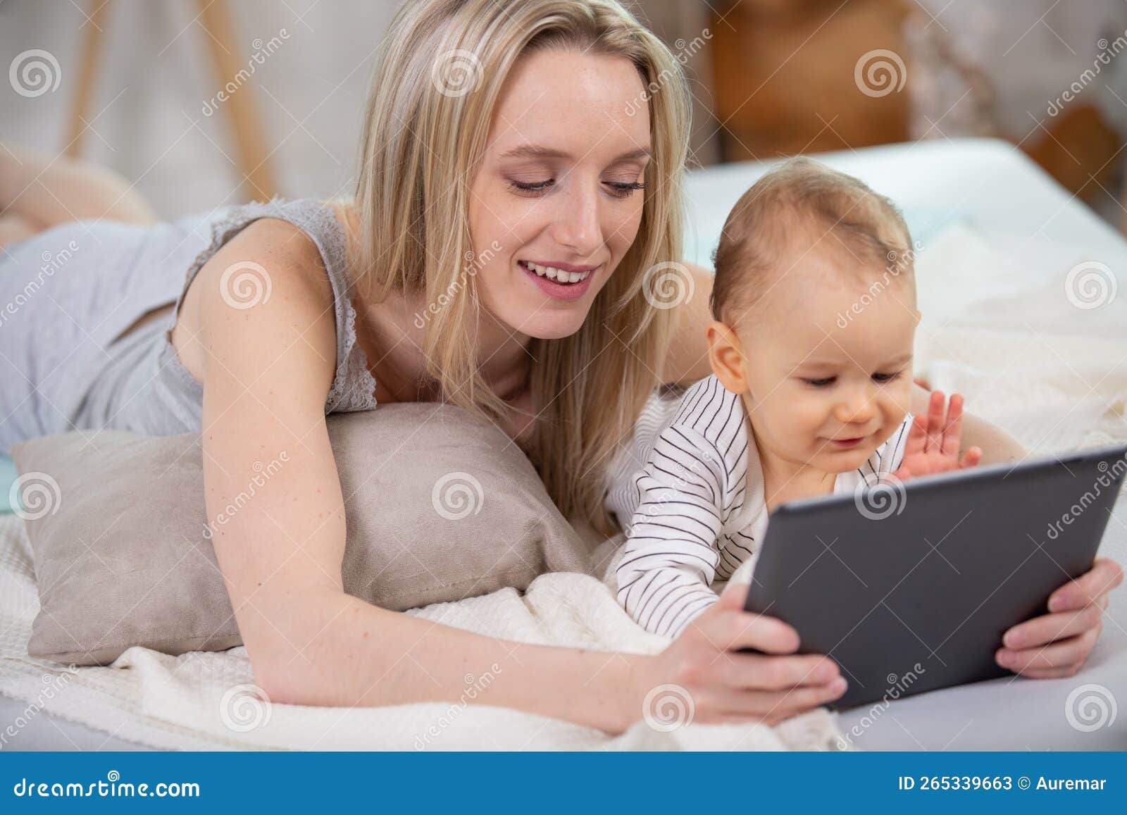 Family Technology and Motherhood Concept Stock Image - Image of ...