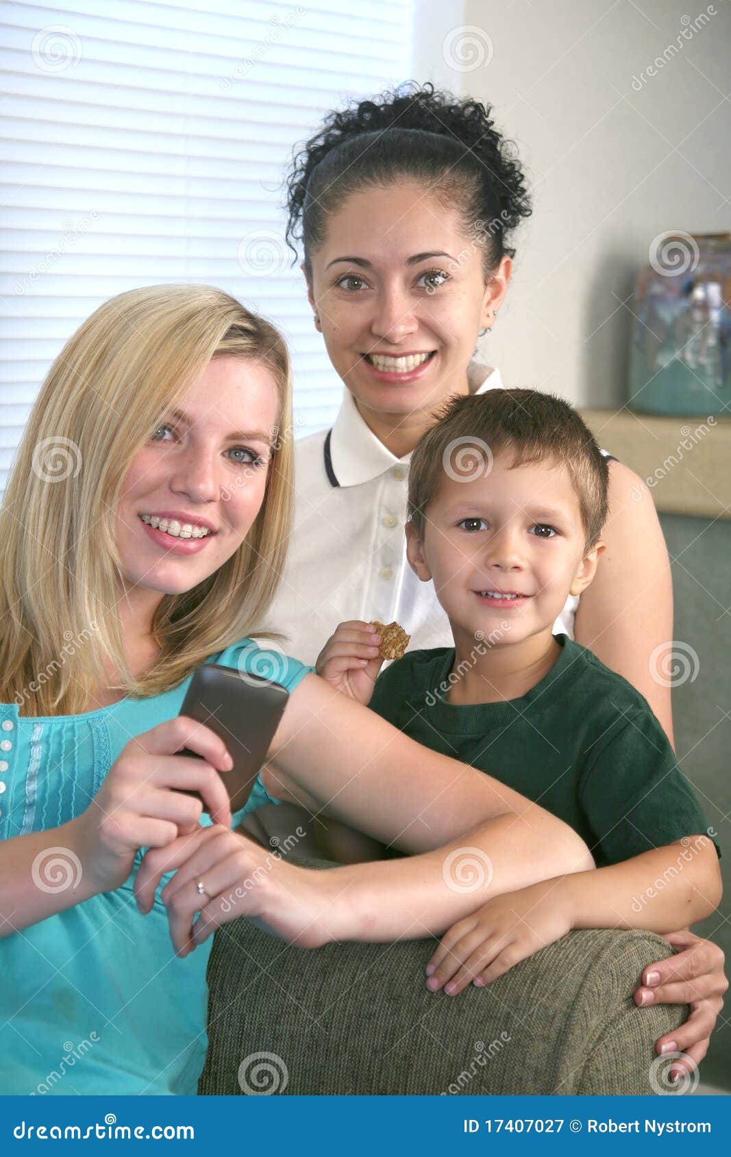 Family Texting on Cell Phone Stock Image - Image of communication, text ...