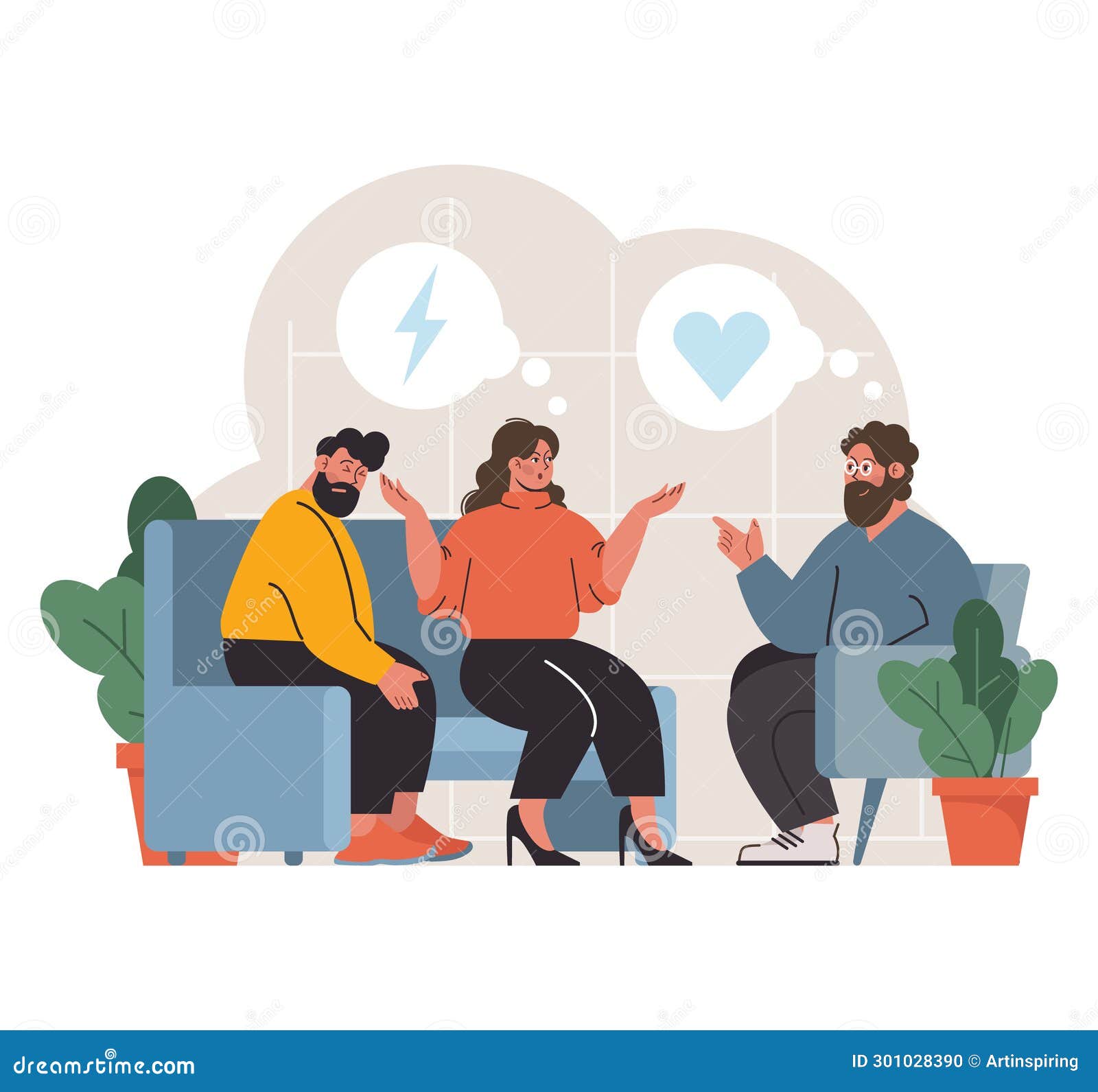 Family Therapy Session. stock vector. Illustration of mediation - 301028390