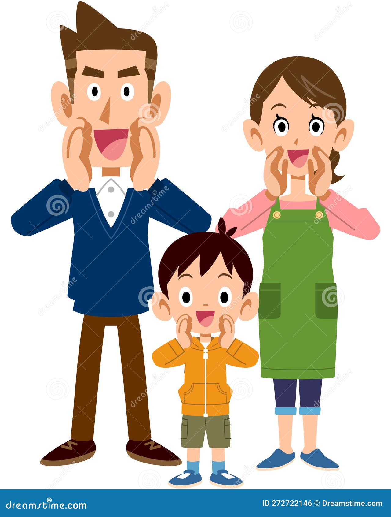 A Family of Three Calling with a Smile Stock Vector - Illustration of ...
