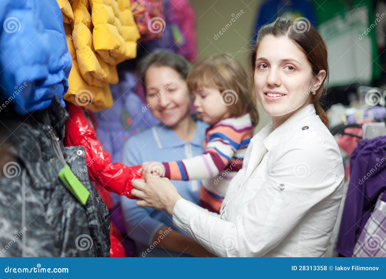 Family of Three Generations Chooses Wear Stock Photo - Image of ...