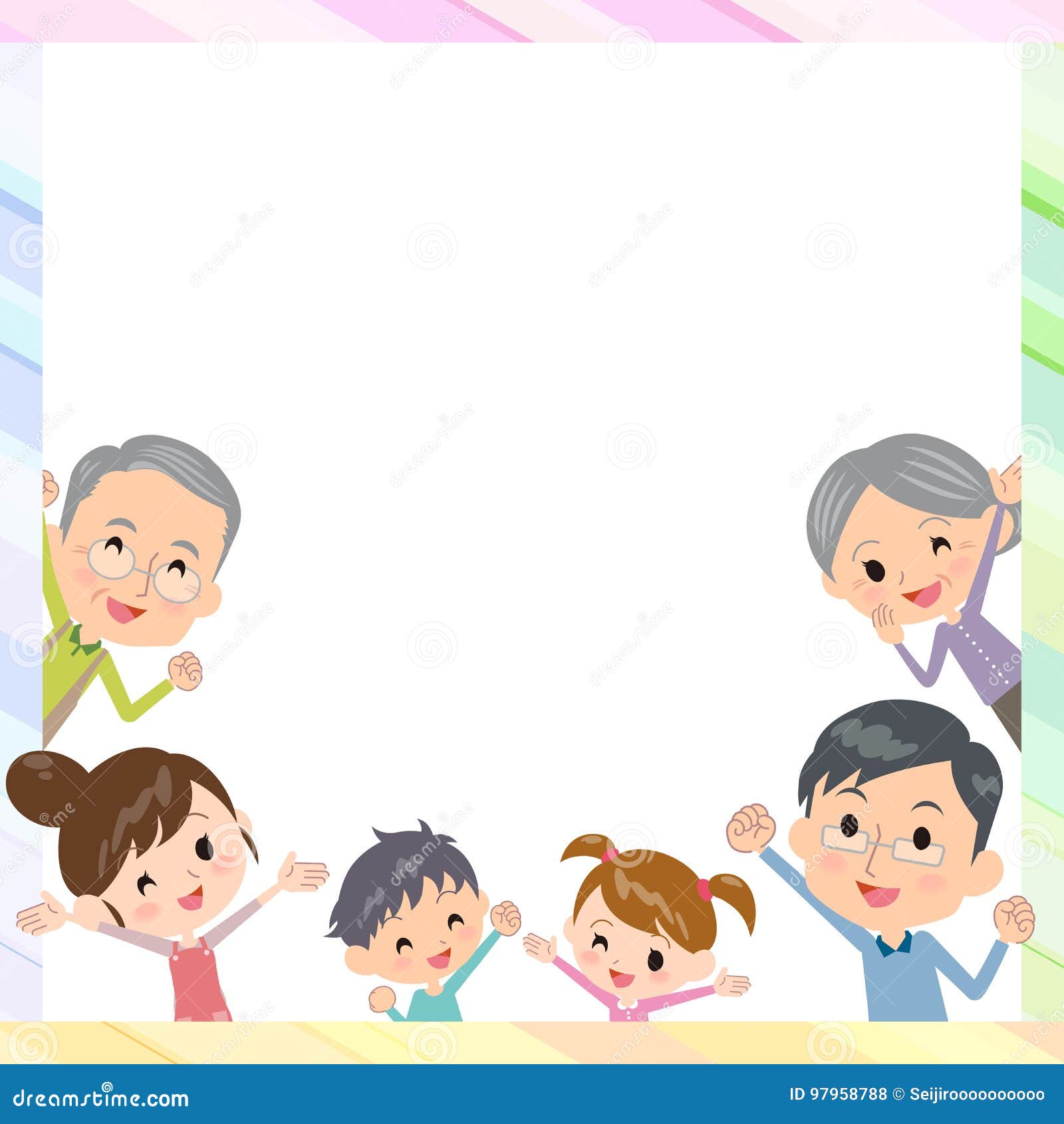 Family Three Generations Depth in Frame Stock Vector - Illustration of ...