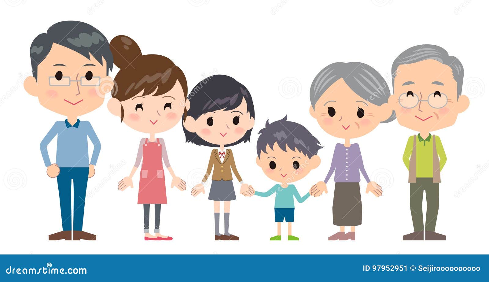 Family Three Generations Side by Side Stock Vector - Illustration of ...