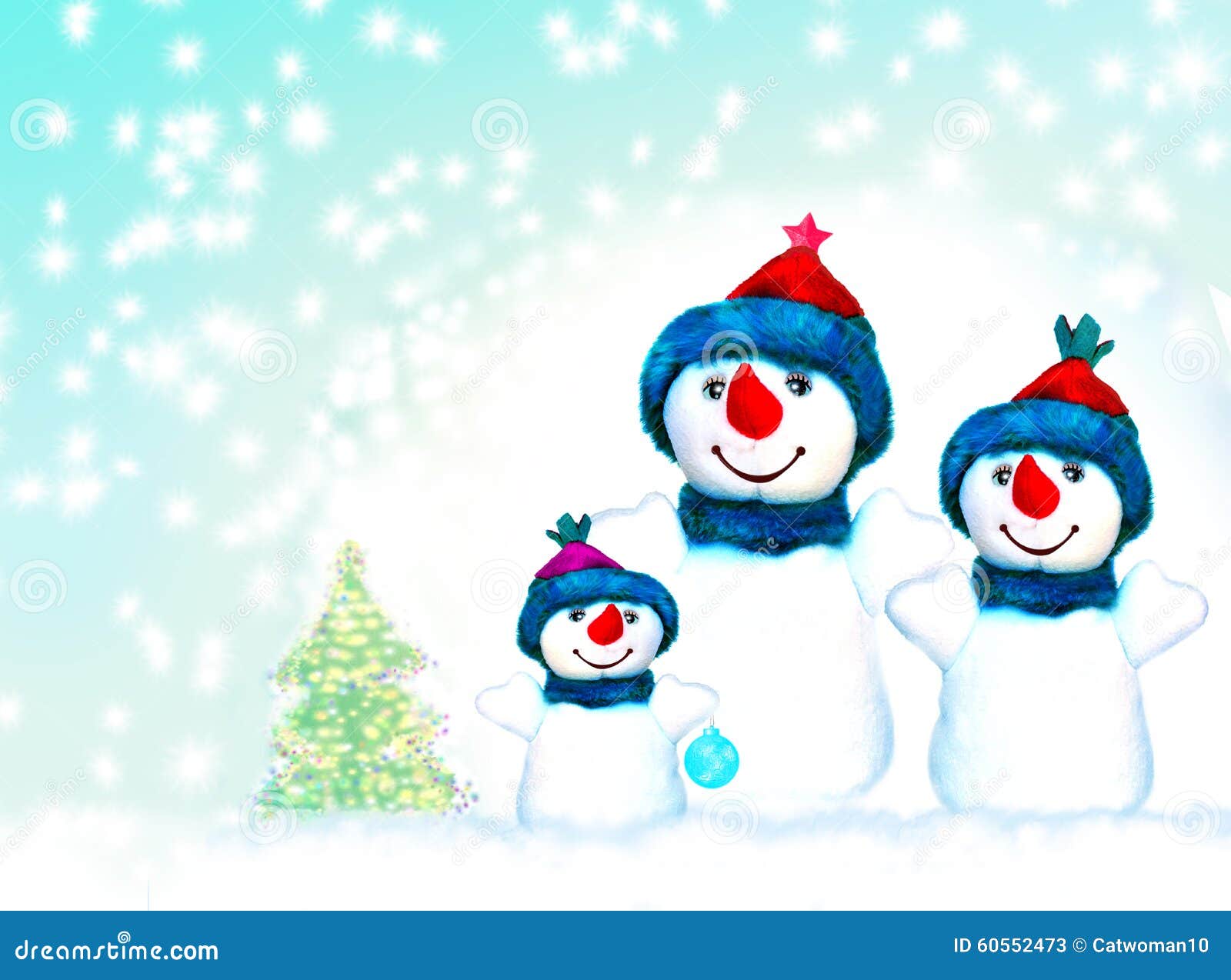 Family of three snowmen stock image. Image of decoration - 60552473