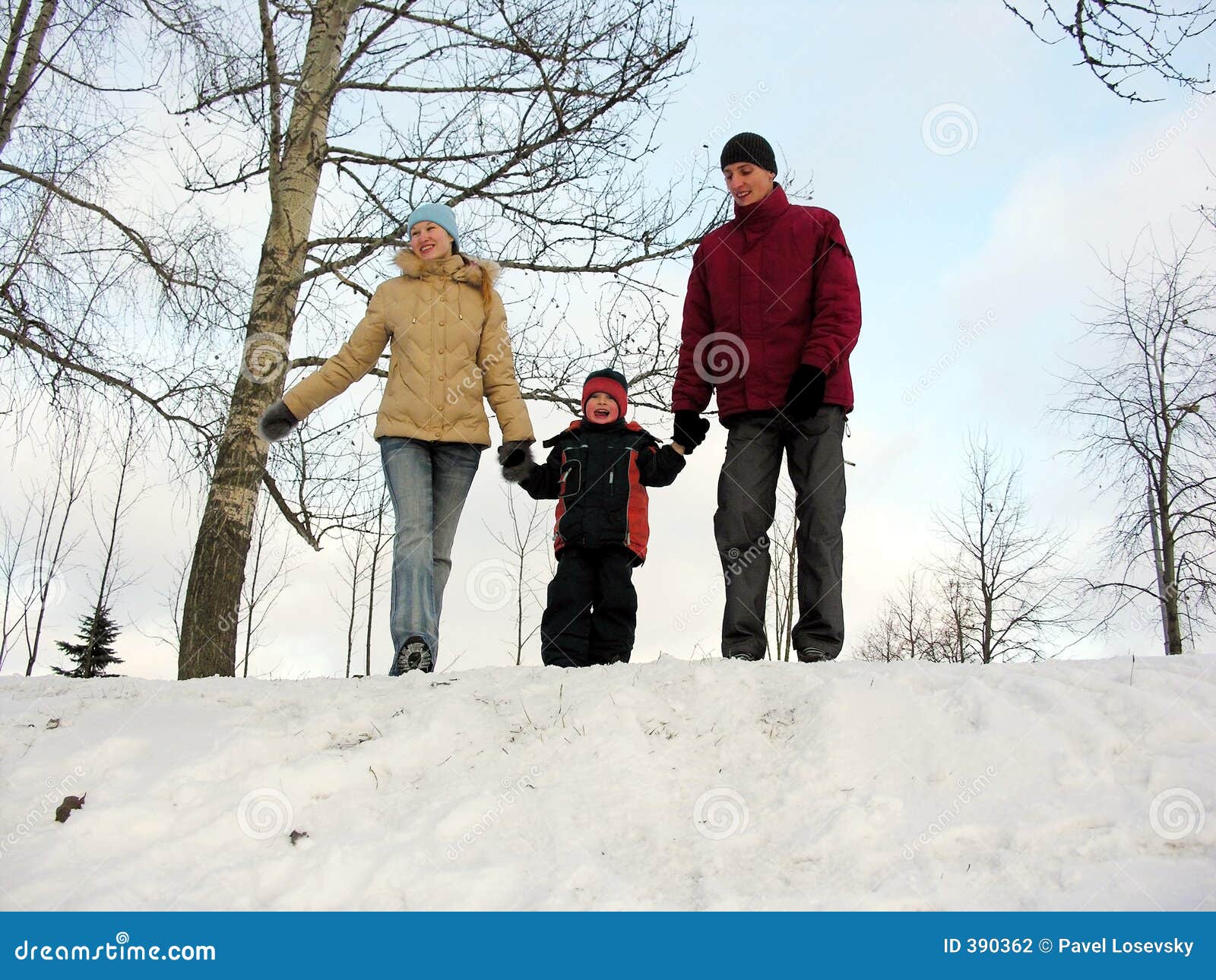 Family of three . winter stock photo. Image of date, adult - 390362