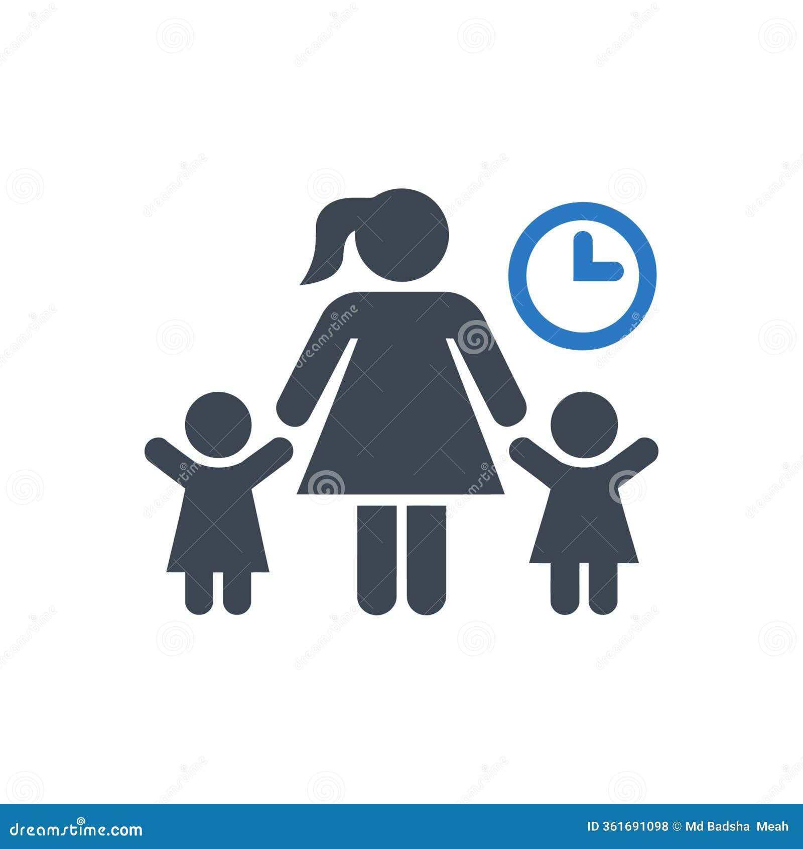 Family Time Concept The Family Is Standing On The Big Clock Arrow 3d ...