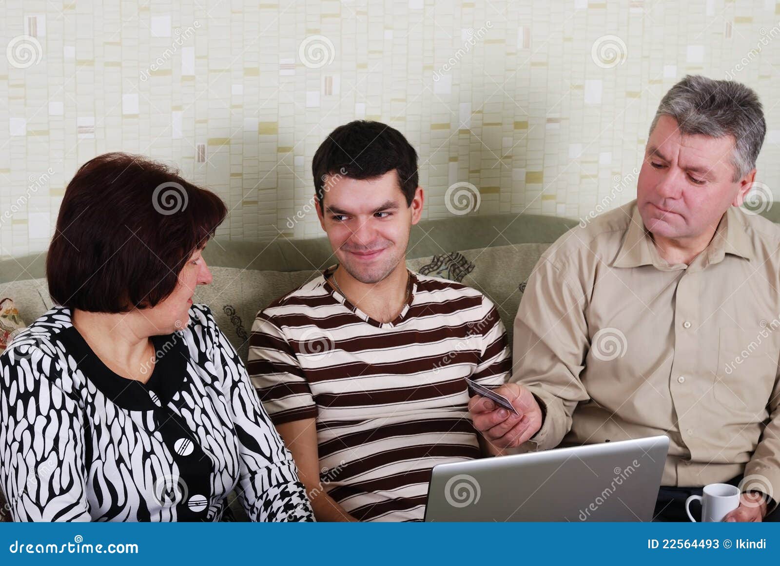 Family to view a laptop stock image. Image of husband - 22564493