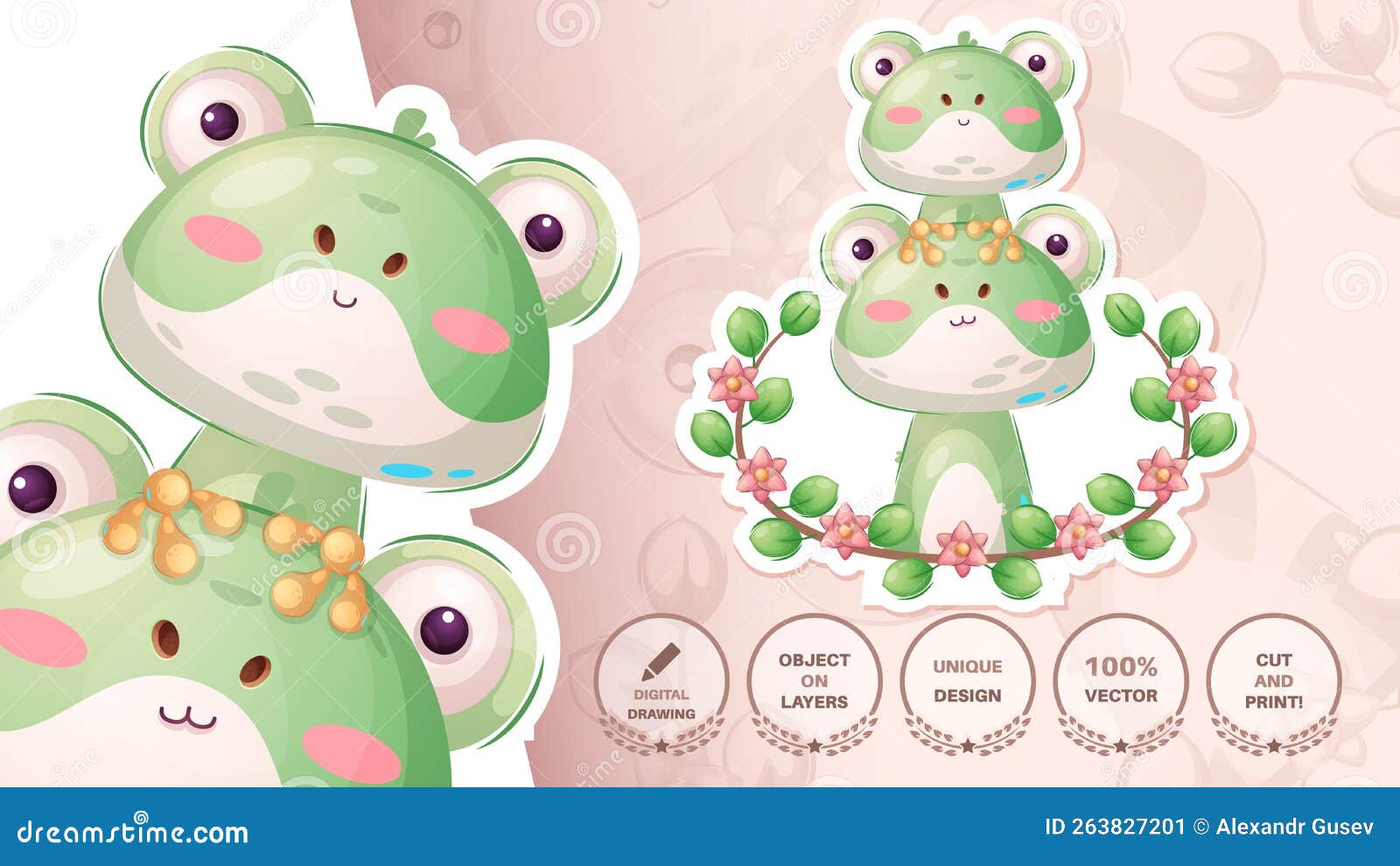 Family Toad, Frog - Cute Sticker Stock Illustration - Illustration of ...