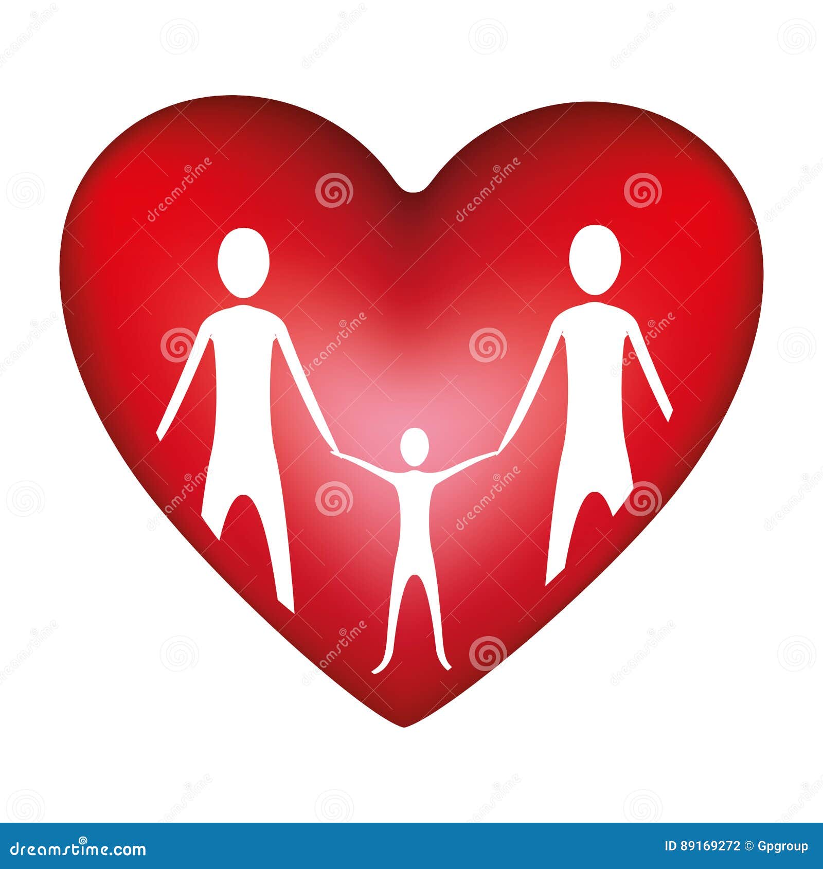 Family Together Inside of Heart Stock Illustration - Illustration of ...