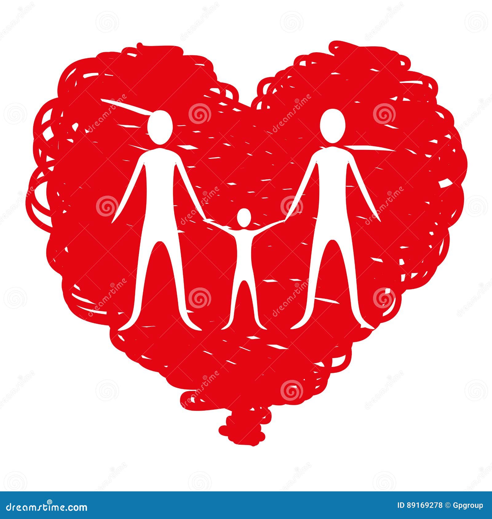 Family Together Inside of Heart Stock Illustration - Illustration of ...