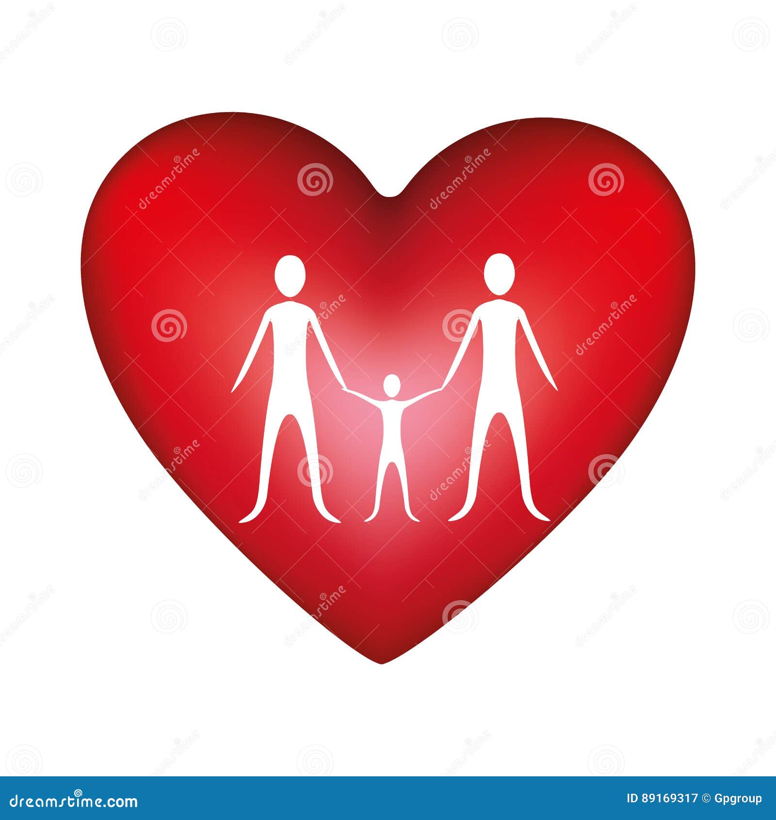 Family Together Inside of Heart Stock Illustration - Illustration of ...