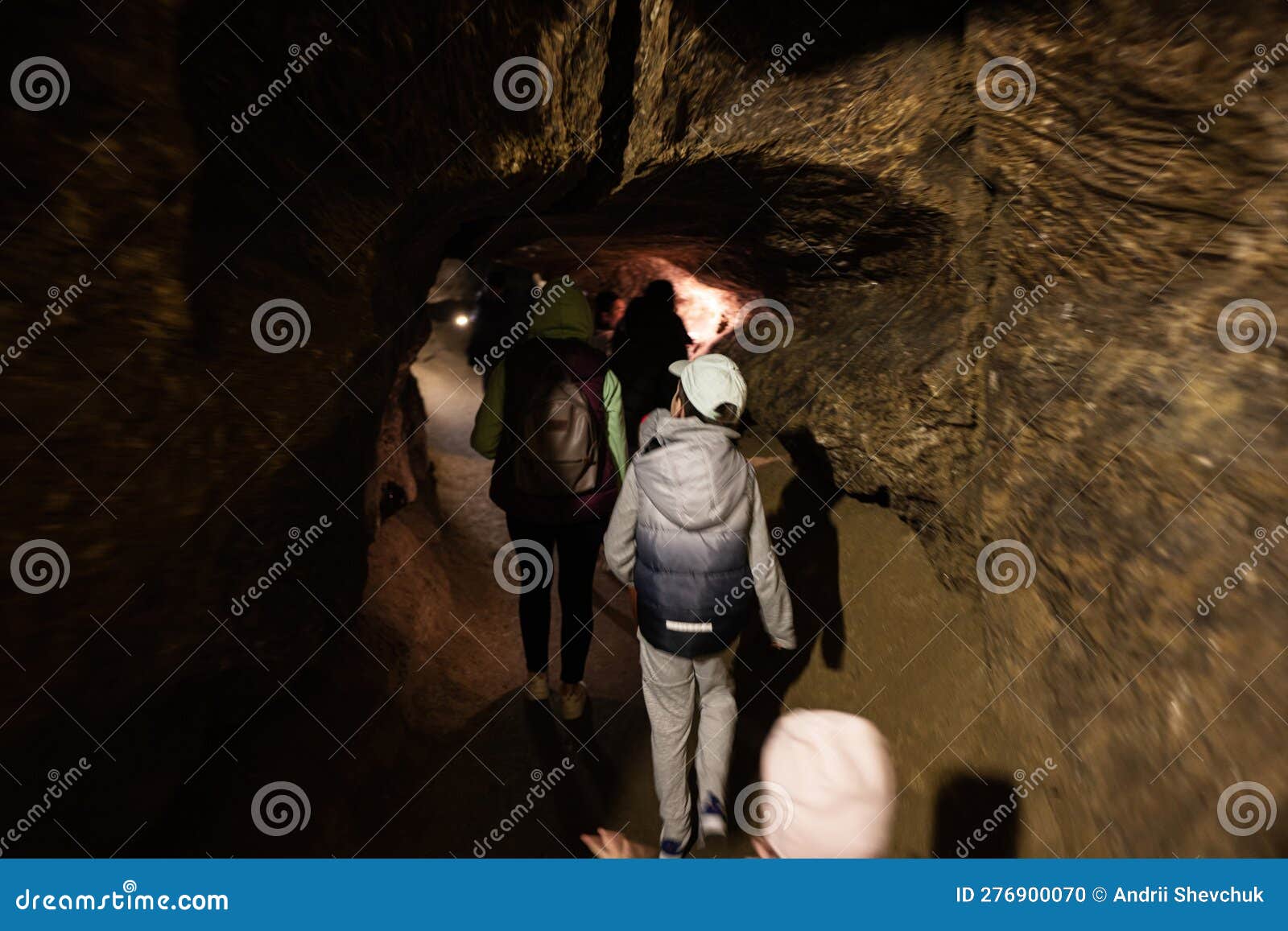 Family Tourists Walking in Cave and Explore it Stock Photo - Image of ...