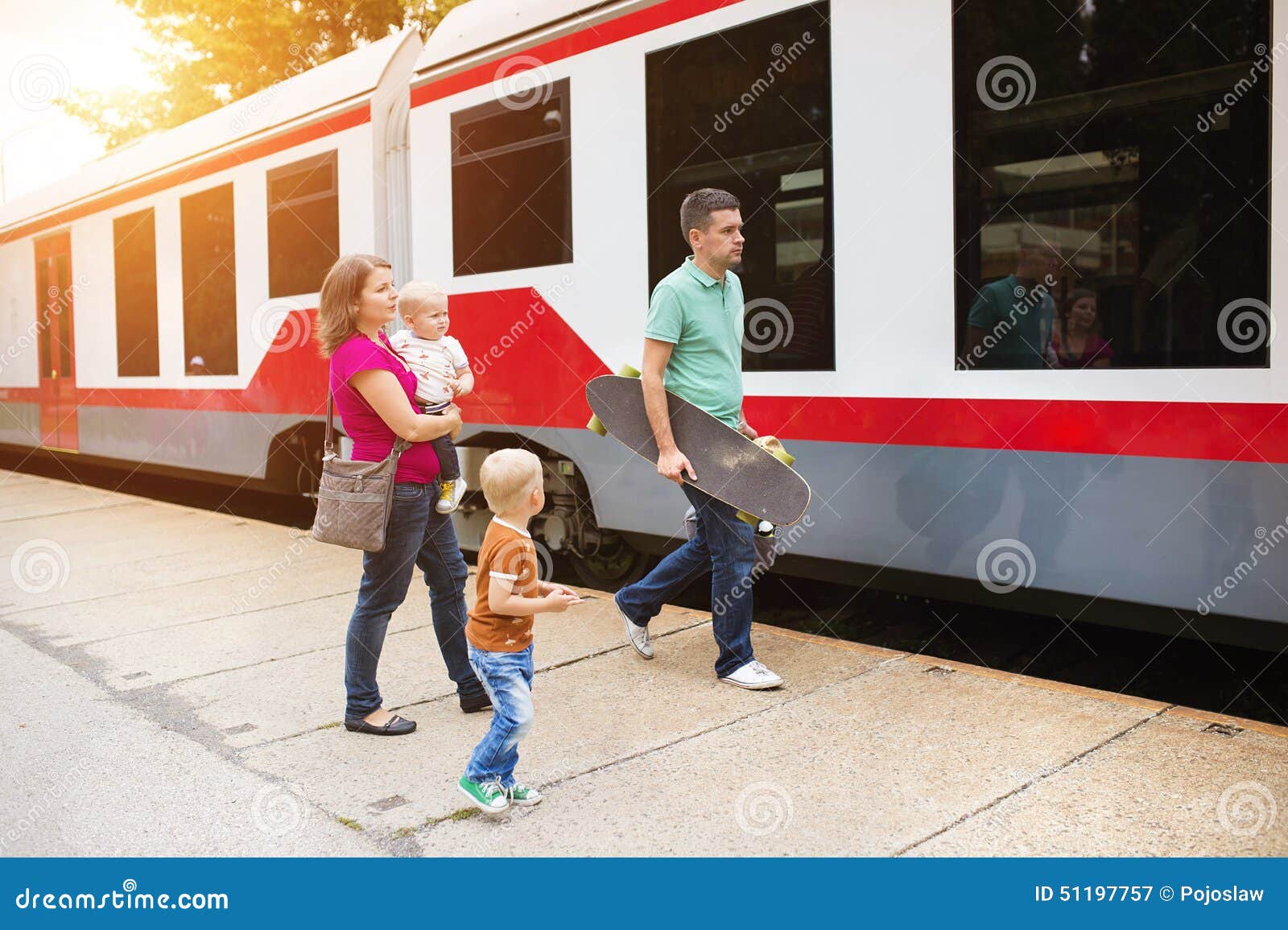 Family travel in train stock image. Image of person, holding - 51197757