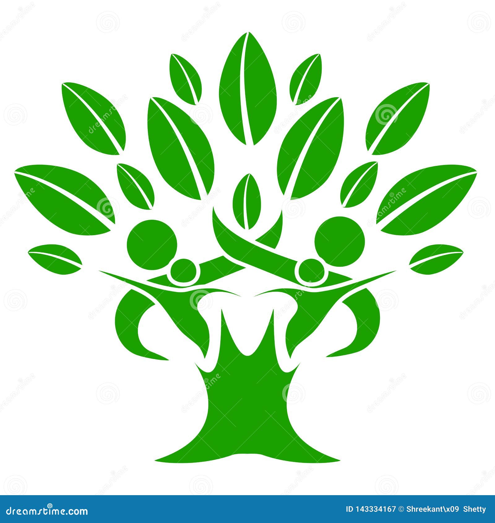 Green Color Family Nature Tree, Team Symbol Stock Vector - Illustration ...