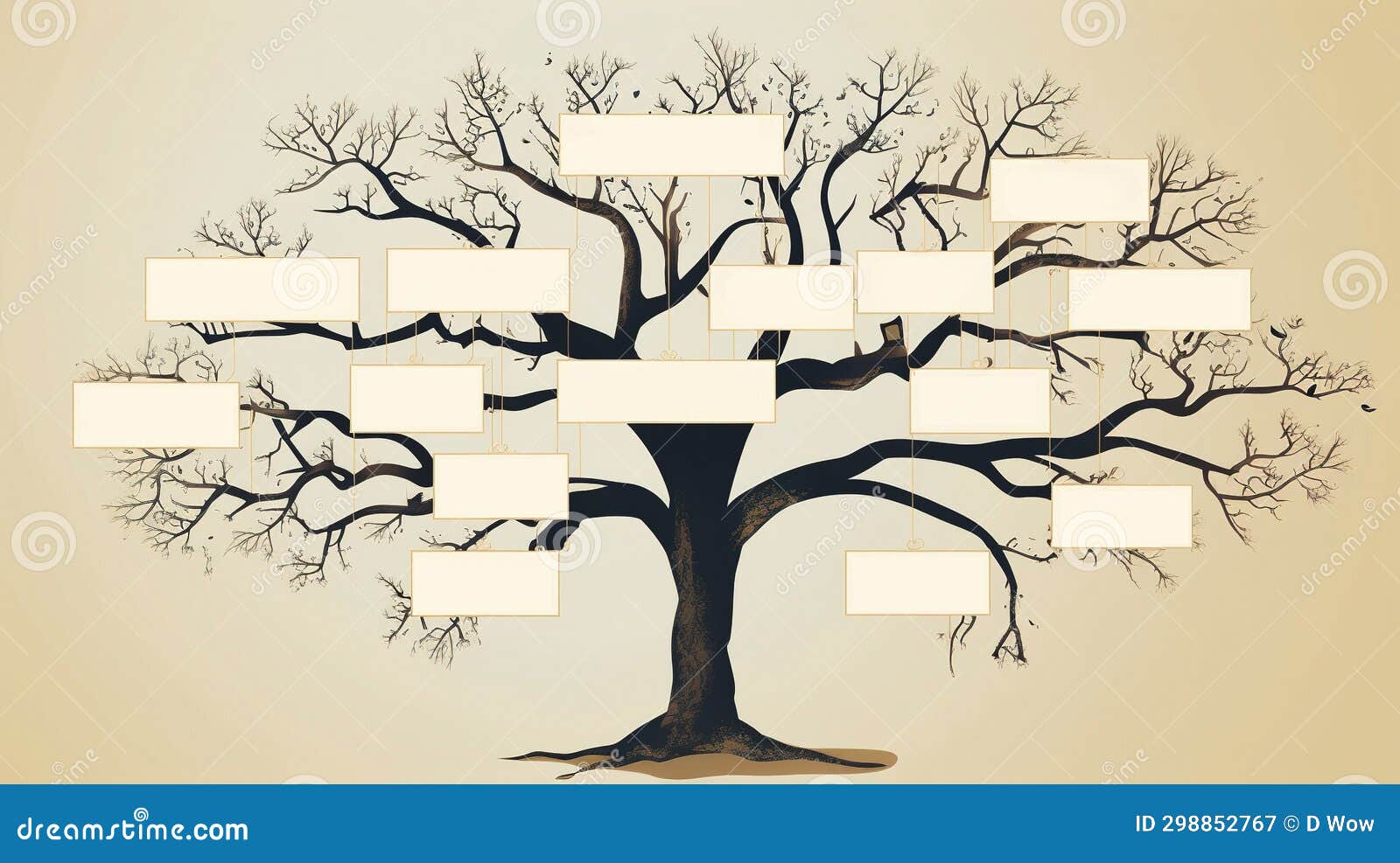 Family Tree with Empty Cells, Template. Stock Image - Image of together ...