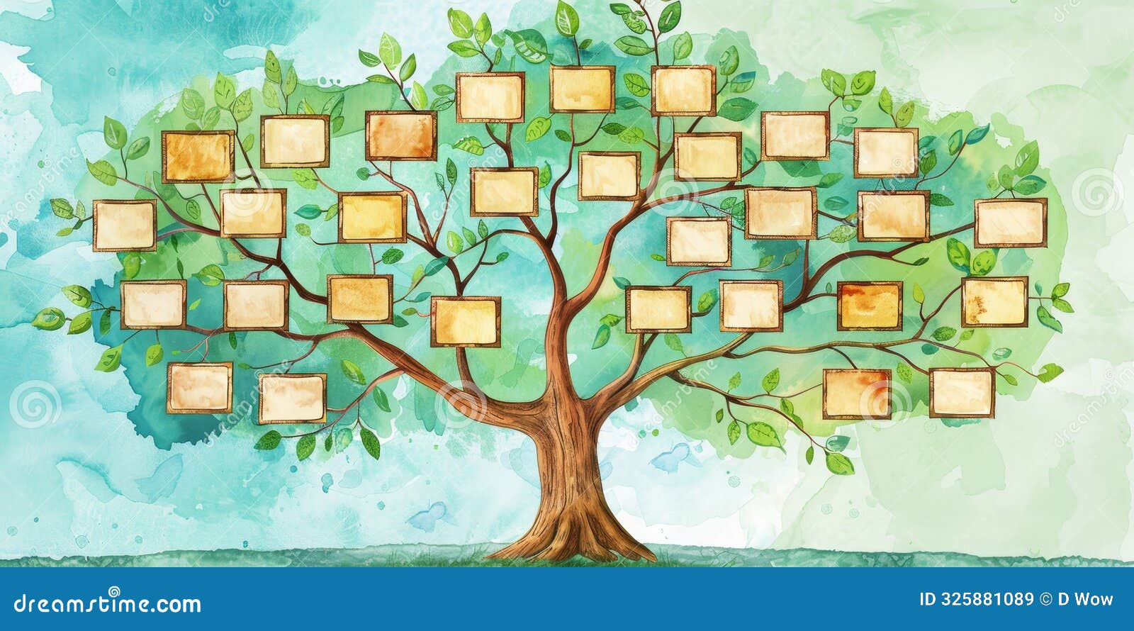 Family Tree with Empty Cells, Template. on Light Background Stock Image ...