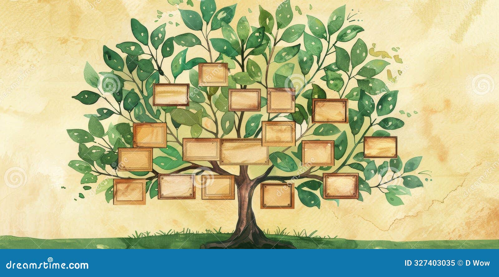Family Tree with Empty Cells, Template. on Light Background Stock Image ...