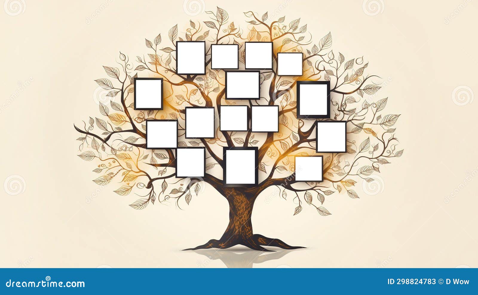 Family Tree with Empty Cells, Template on Light Background Stock ...