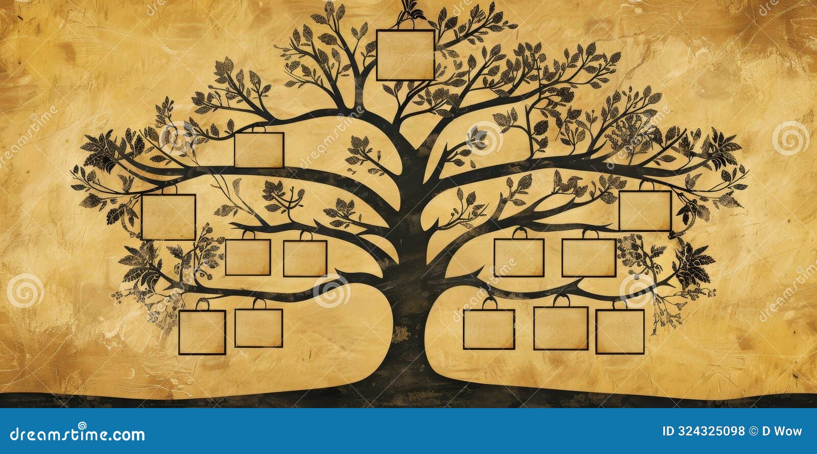 Family Tree with Empty Cells, Template. on Light Background Stock Photo ...