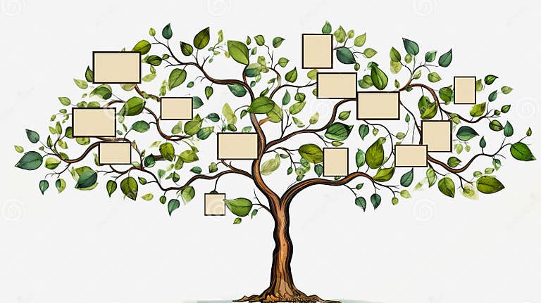 Family Tree with Empty Cells, Template. on White Background. Stock ...