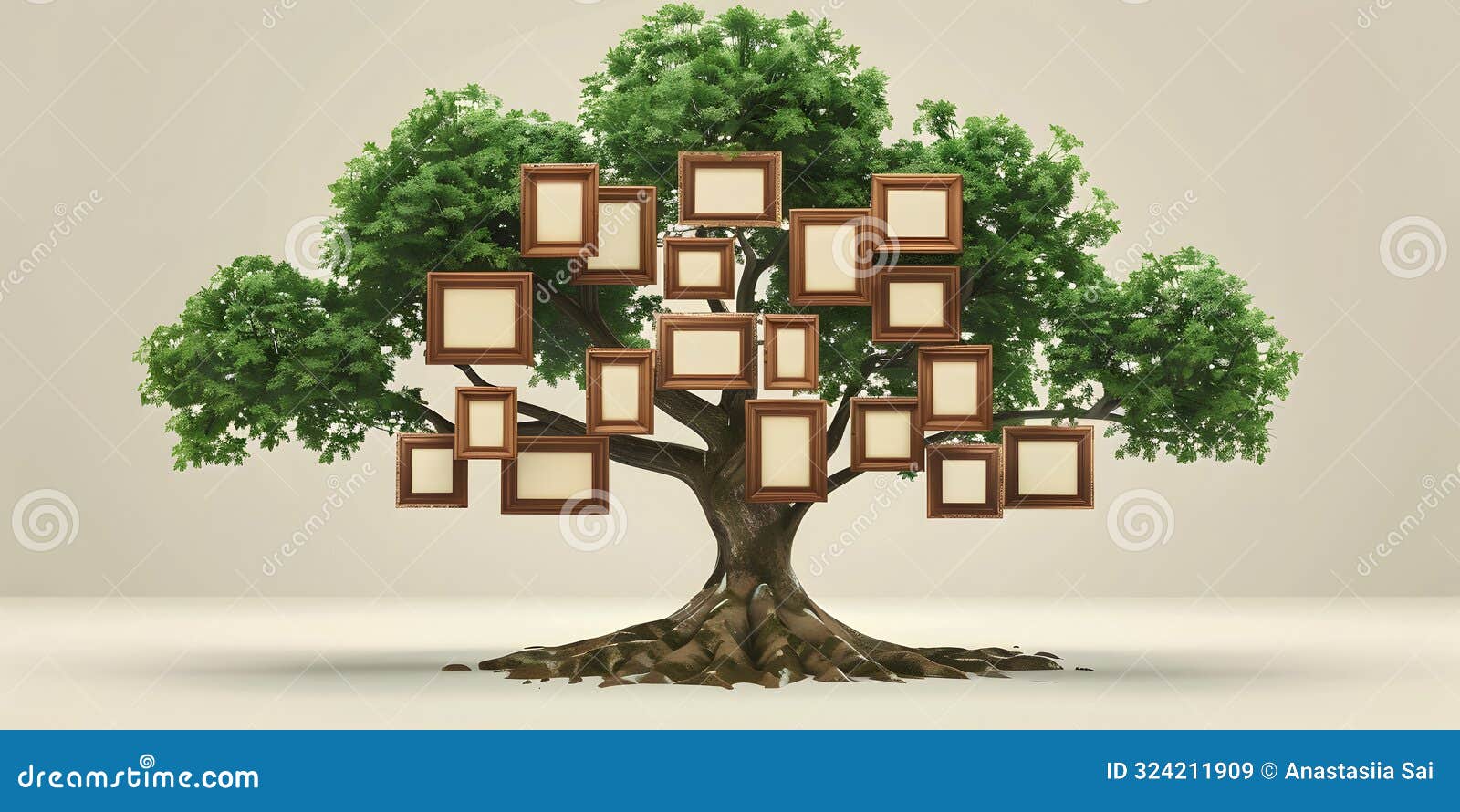 Family Tree with Empty Frames Stock Image - Image of background, white ...