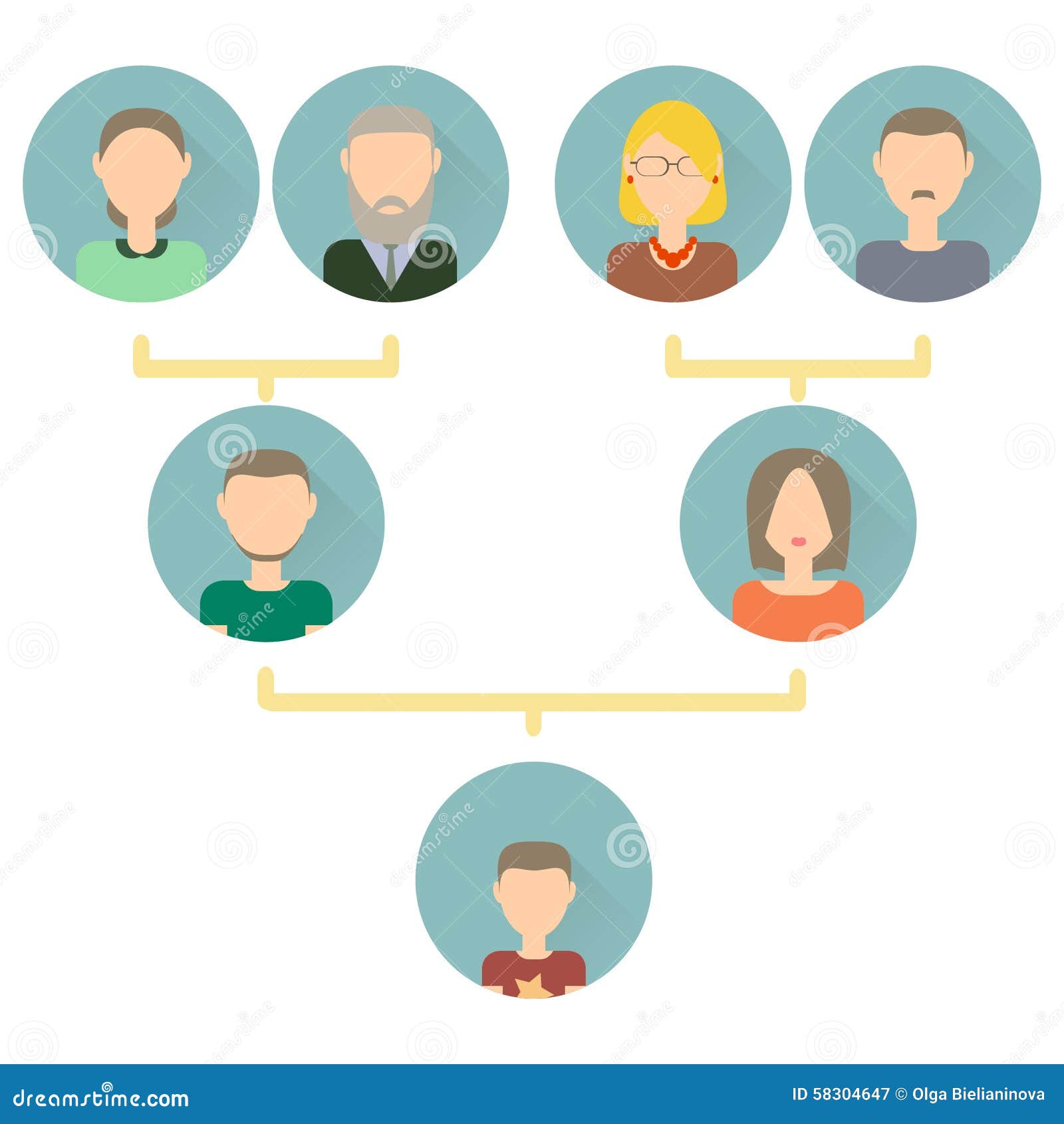 Family tree, flat icons. stock vector. Illustration of blonde - 58304647