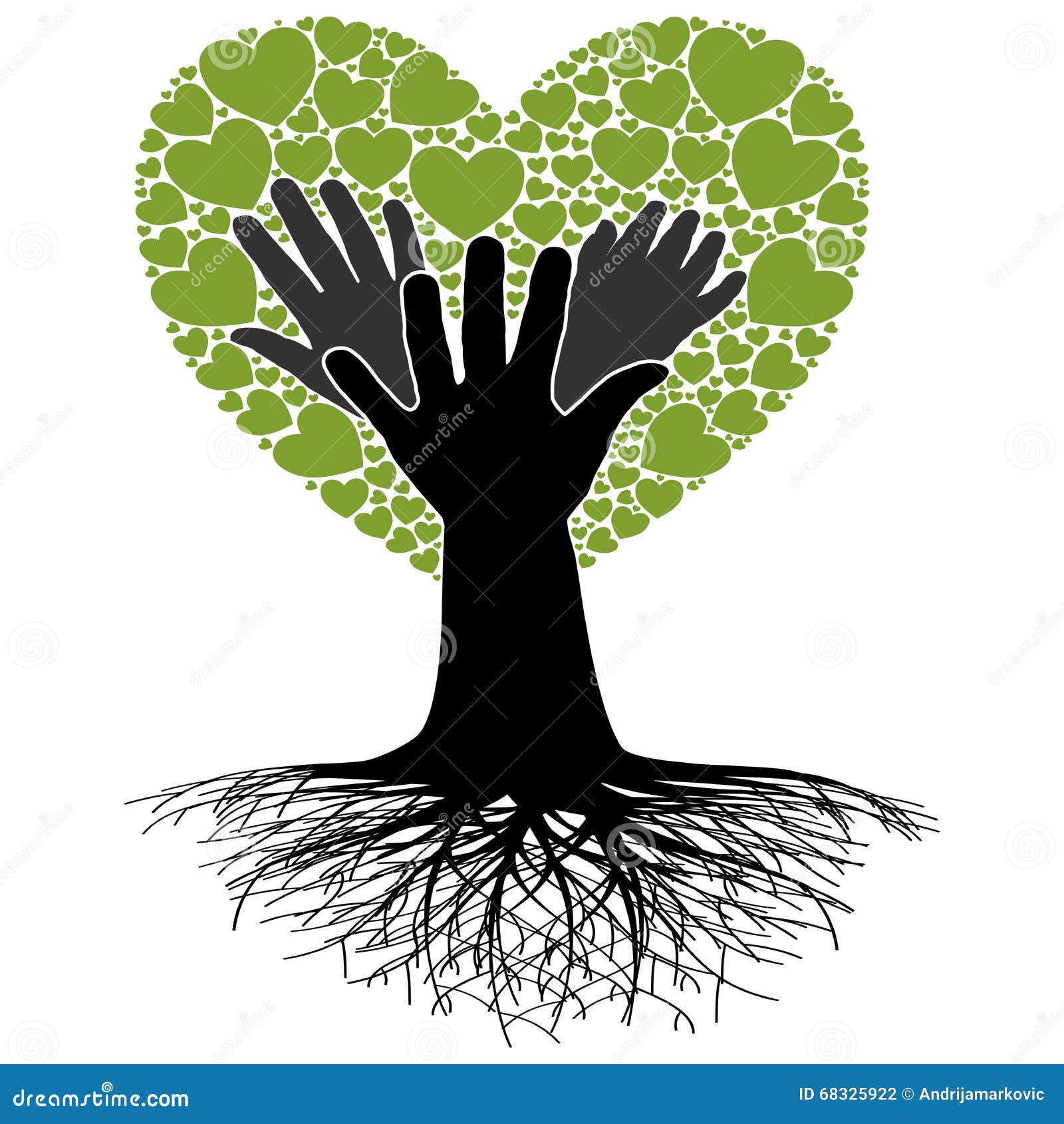 Hands Hold Up A Tree With Roots Clip Art